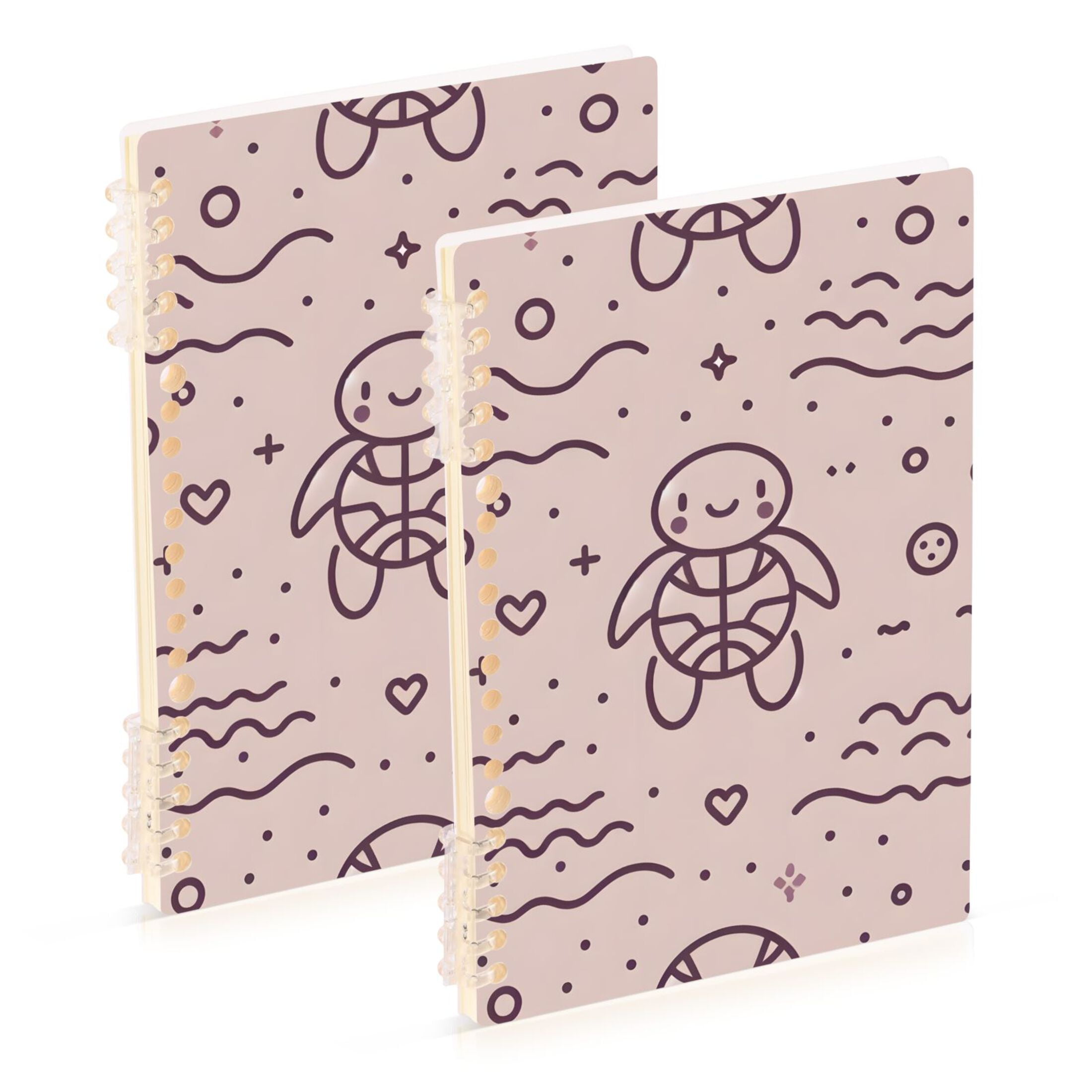2 Pcs Line Turtle Heart Wave Spiral Notebooks 60 Sheets 120 Pages A5 ...