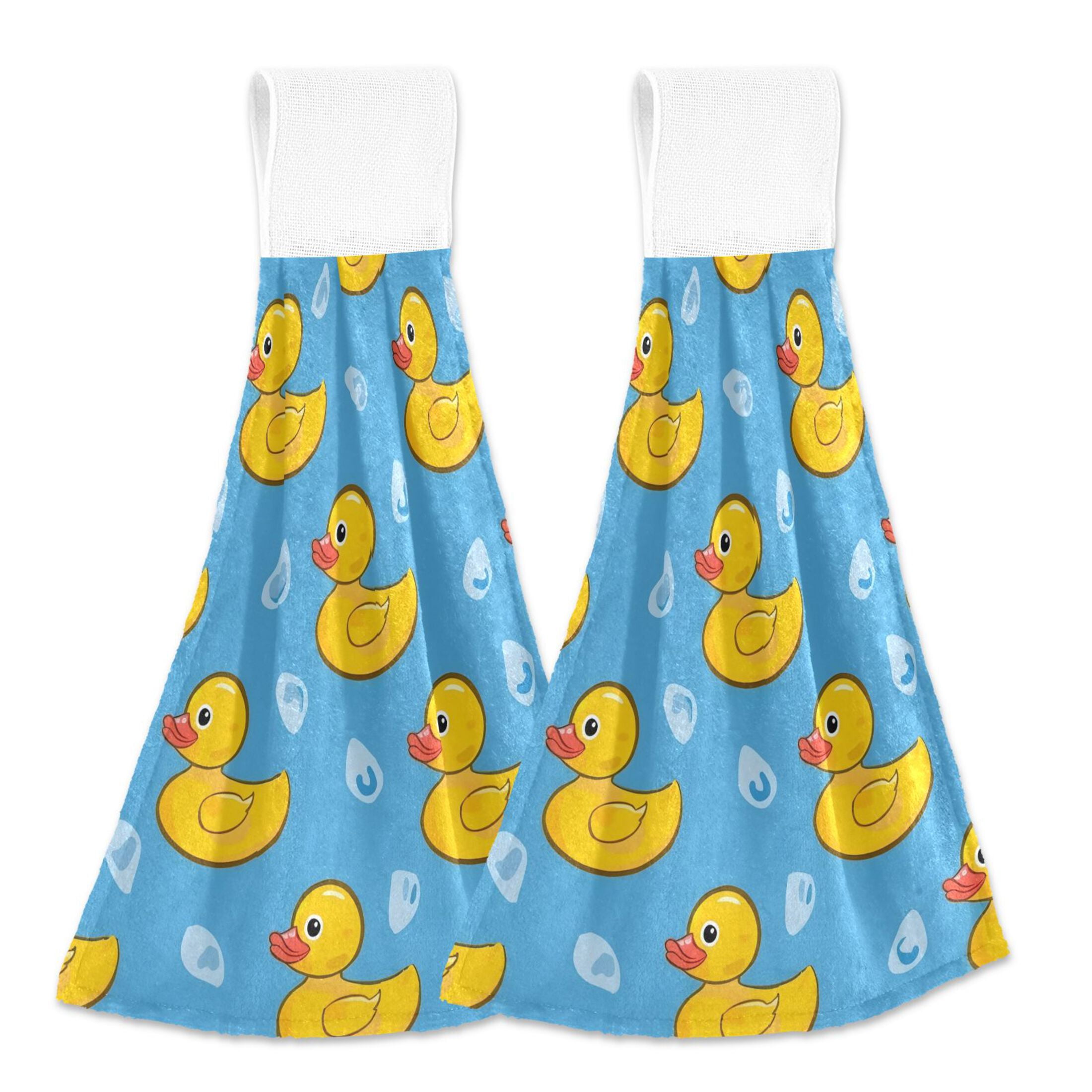 2 Pcs Little Duck on Water Kitchen Hand Towels with Hanging Loops ...
