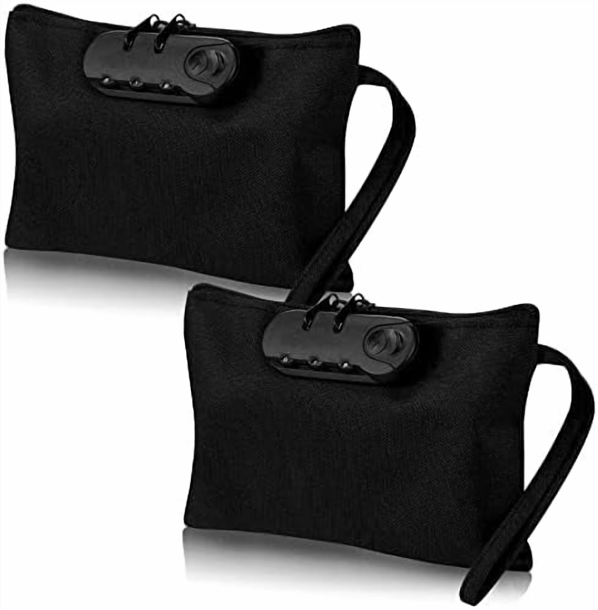 2 Pcs Locking Money Bag with Lock Pouch Black Locking Cash Bag with ...