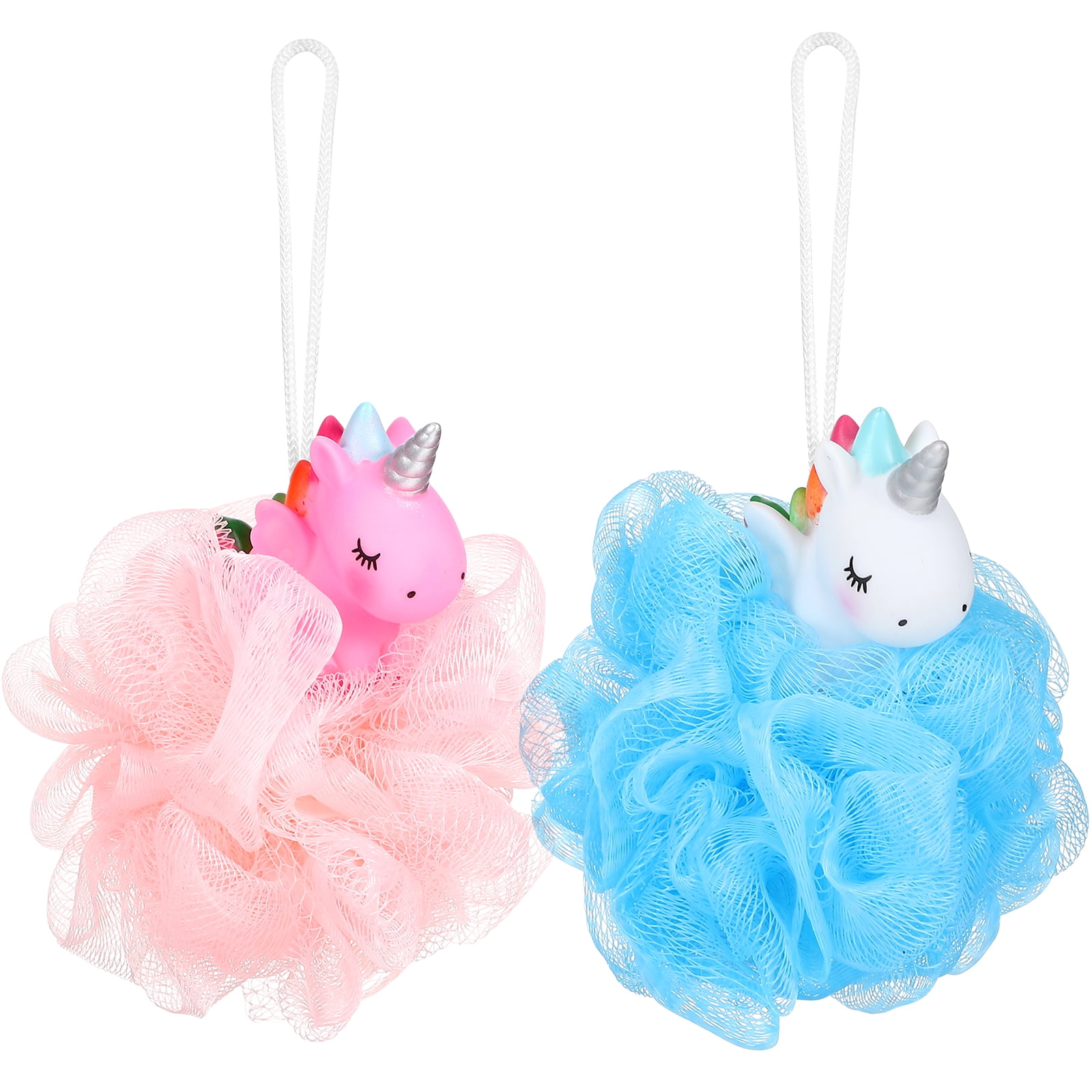 2 Pcs Loofah for Kids Unicorn Bath Puffs Washing Bubble Loofahs Sponges ...