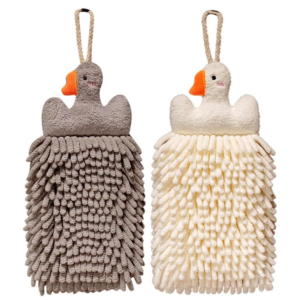 2 Pcs Lovely Goose Shape Chenille Hand Towel,Chenille Hand Towels ...
