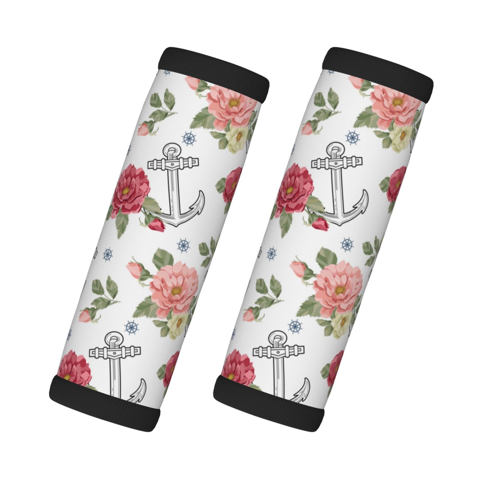 2 Pcs Luggage Handle Wraps for Suitcase - Vintage roses anchor white ...