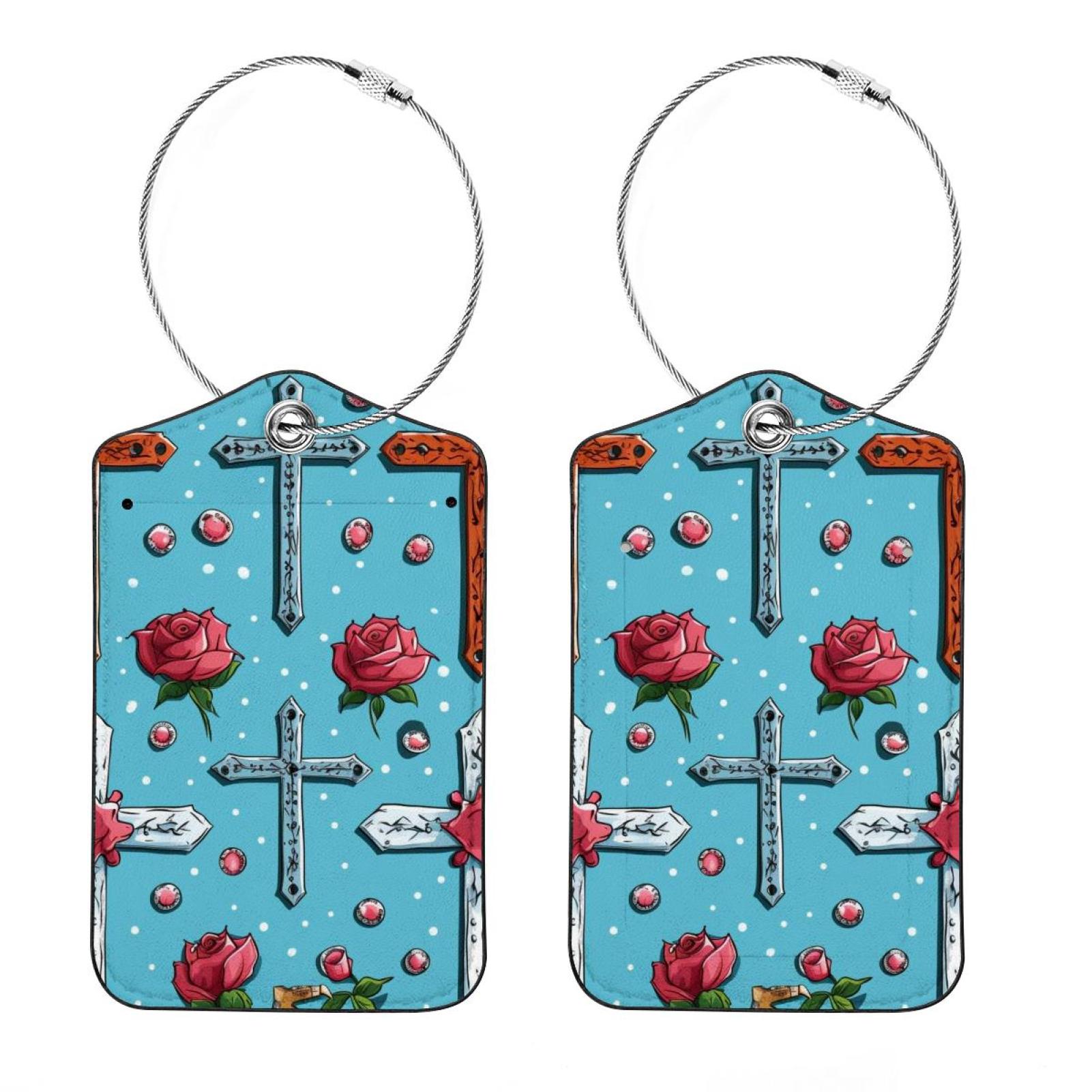 2 Pcs Luggage Tags, Leather Baggage Labels for Suitcases,Travel Luggage ...