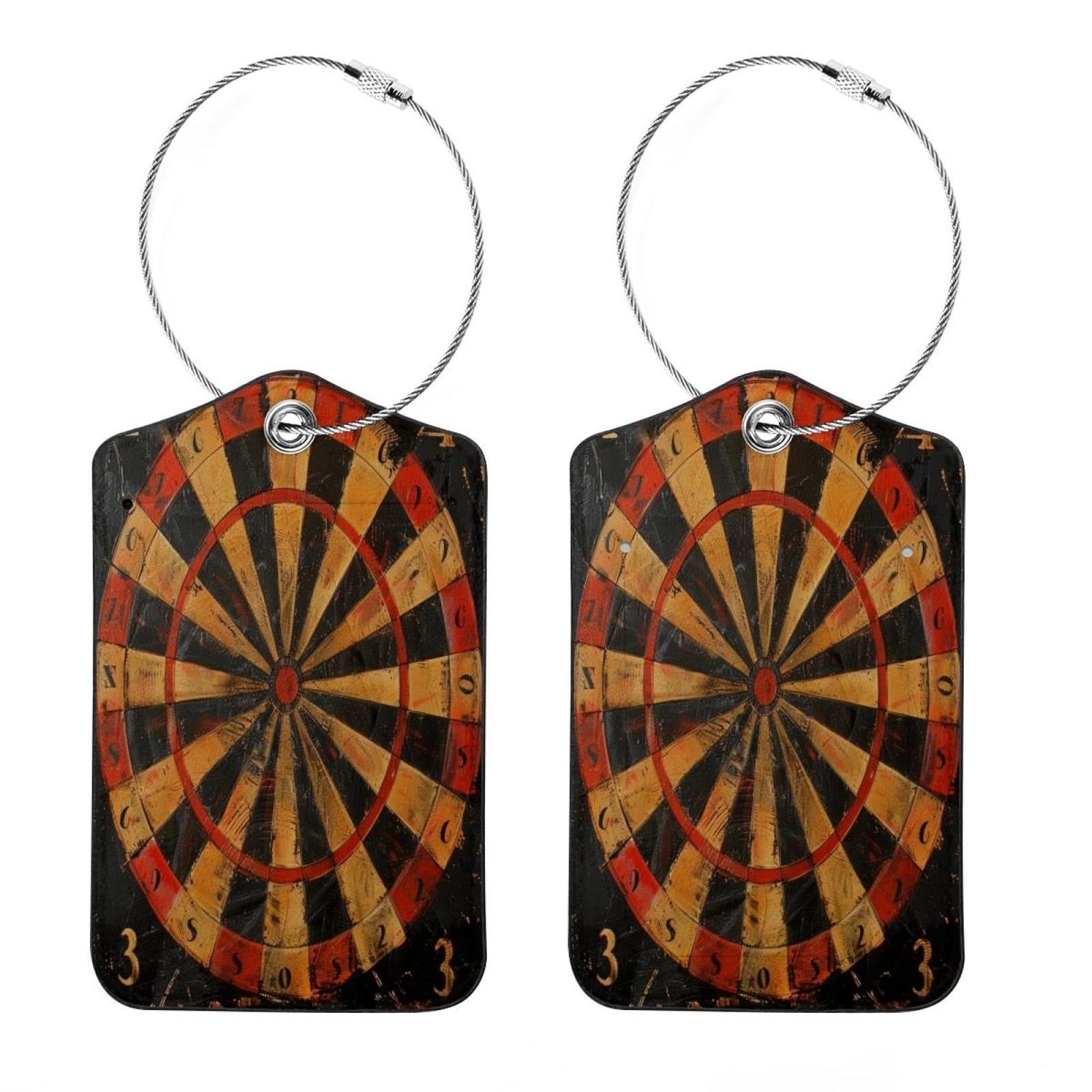 2 Pcs Luggage Tags, Painted Dart Board Prints PU Leather Luggage Tag ...