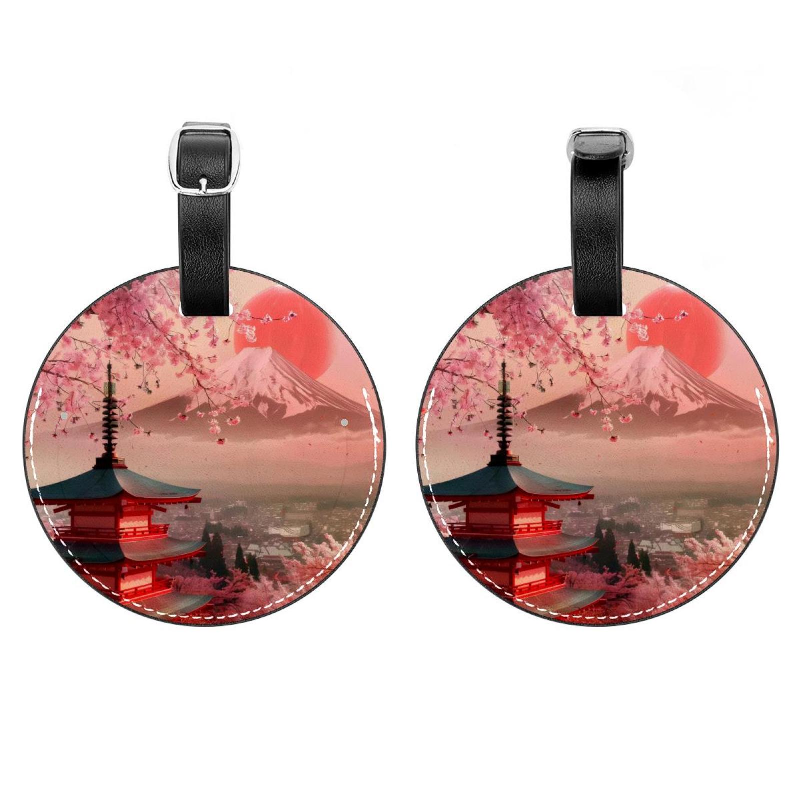 2 Pcs Luggage Tags, Round PU Leather Luggage Tag with Privacy Flap Name ...