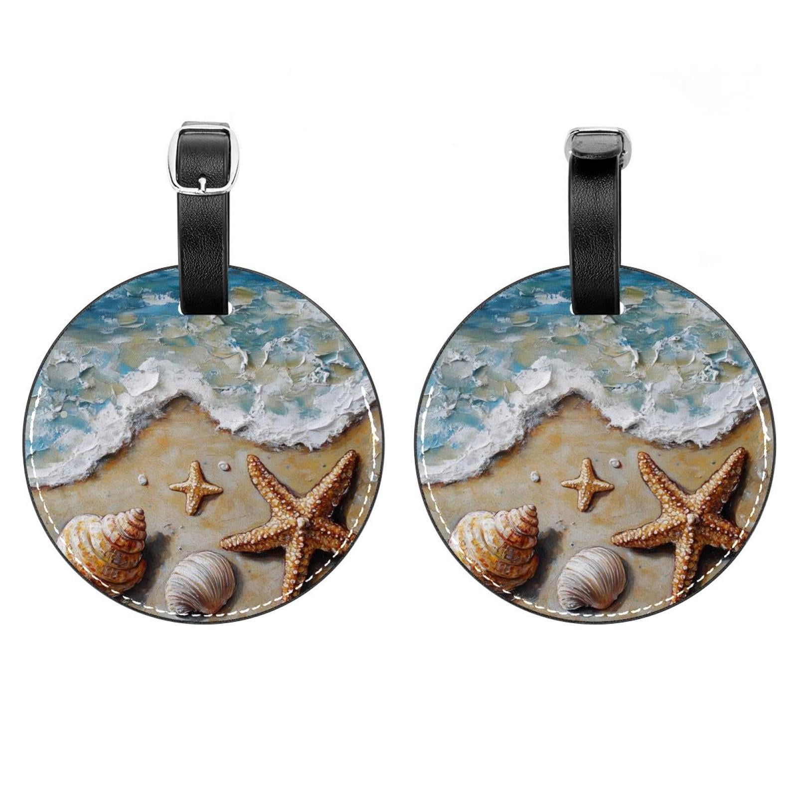 2 Pcs Luggage Tags, Round PU Leather Luggage Tag with Privacy Flap Name ...