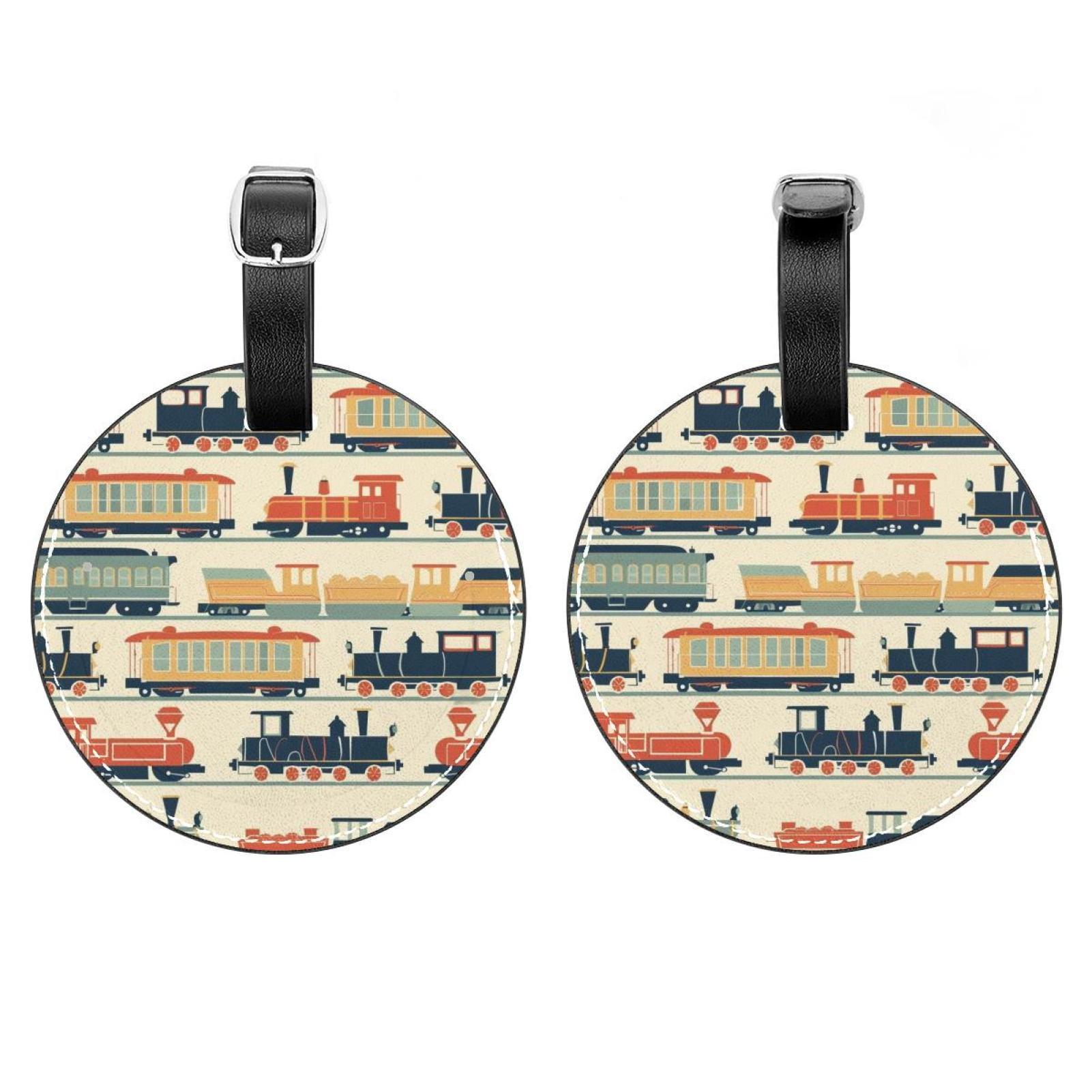 2 Pcs Luggage Tags, Round PU Leather Luggage Tag with Privacy Flap Name ...