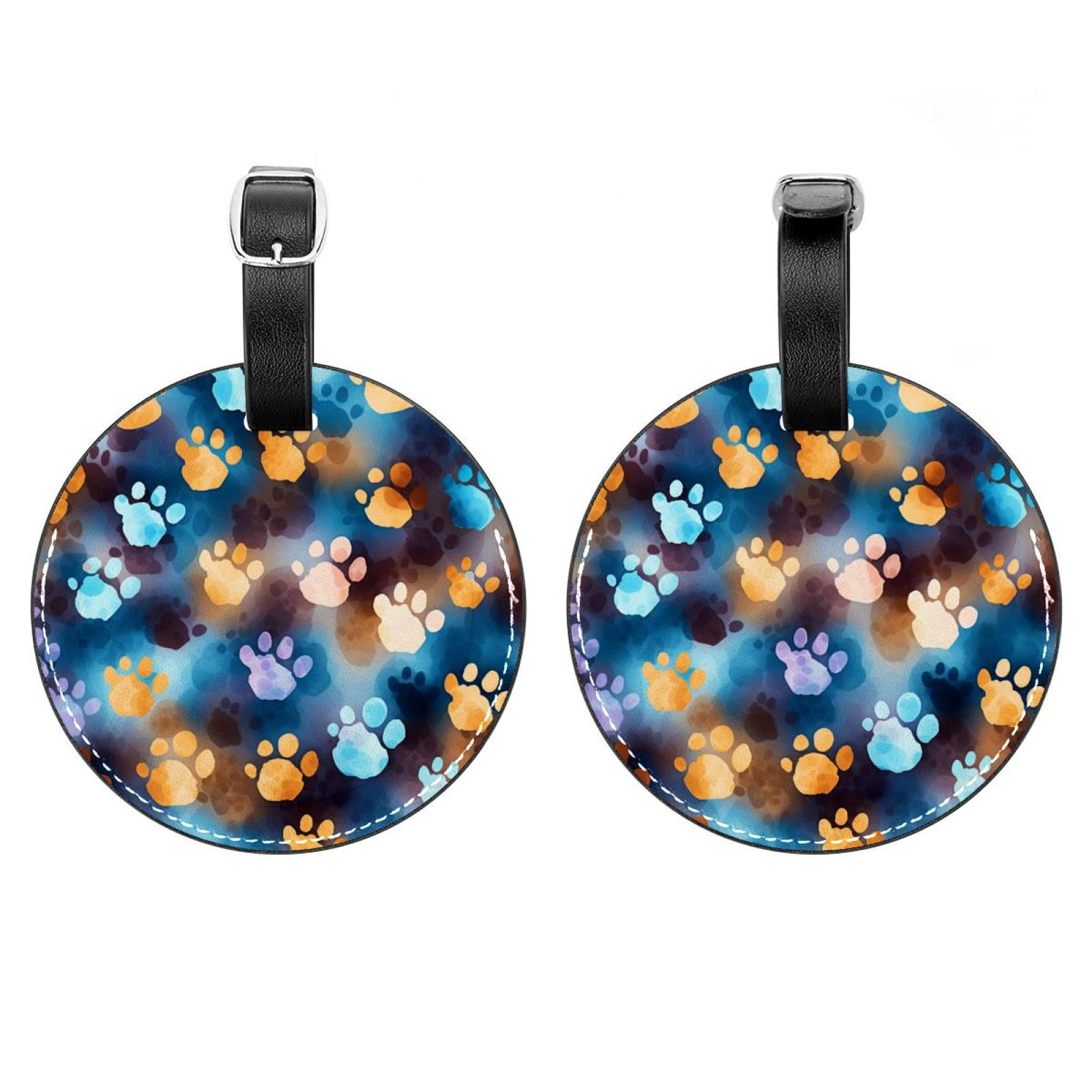 2 Pcs Luggage Tags, Round PU Leather Luggage Tag with Privacy Flap Name ...