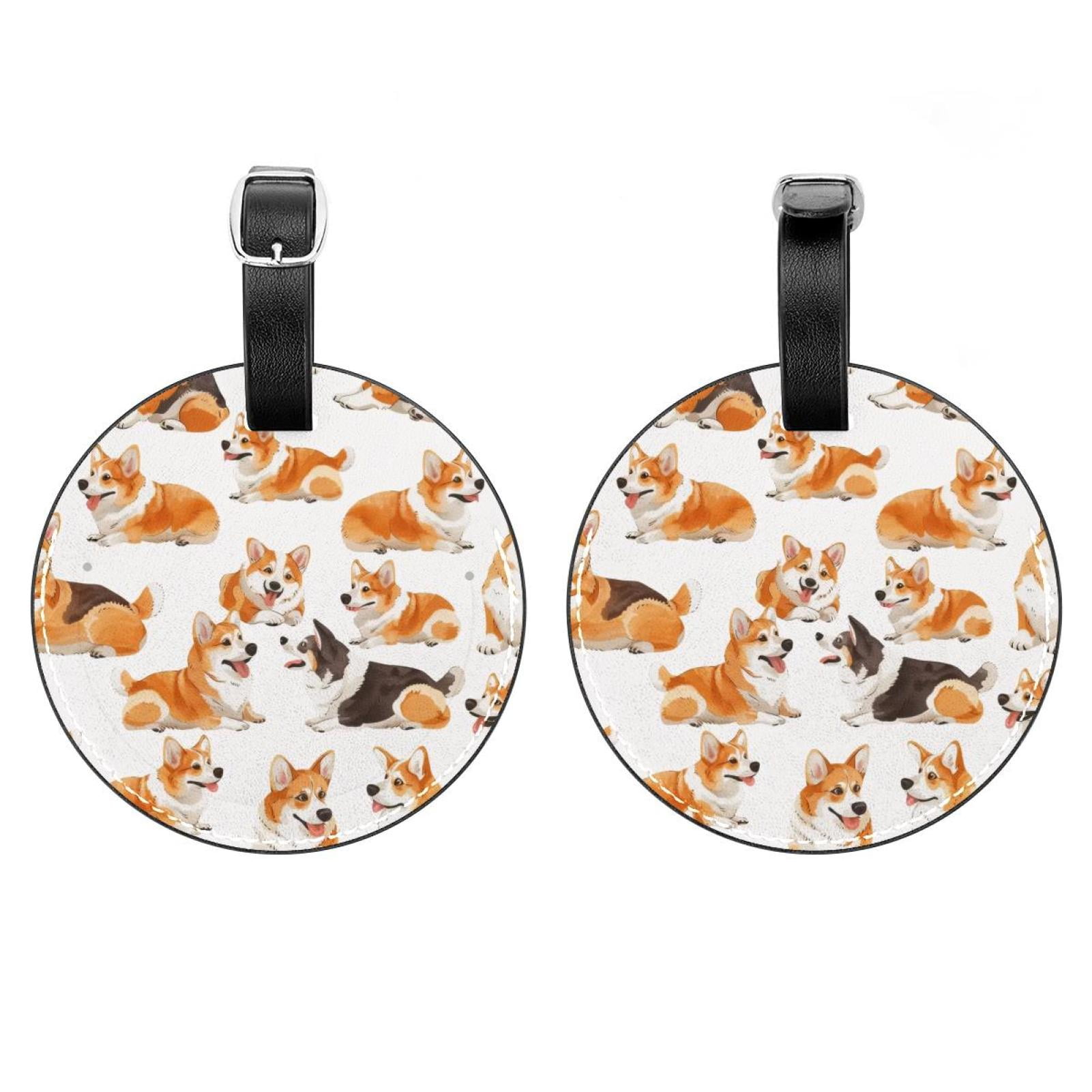 2 Pcs Luggage Tags, Round PU Leather Luggage Tag with Privacy Flap Name ...