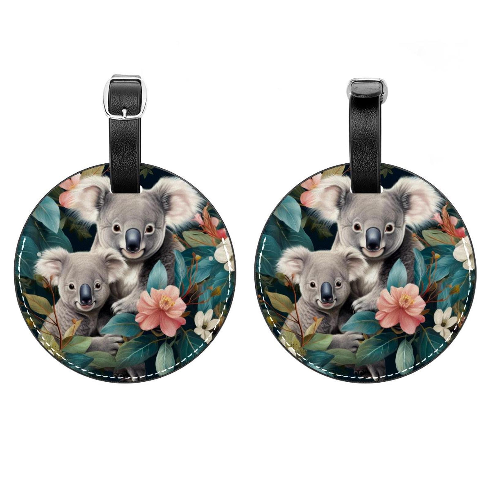 2 Pcs Luggage Tags, Round PU Leather Luggage Tag with Privacy Flap Name ...