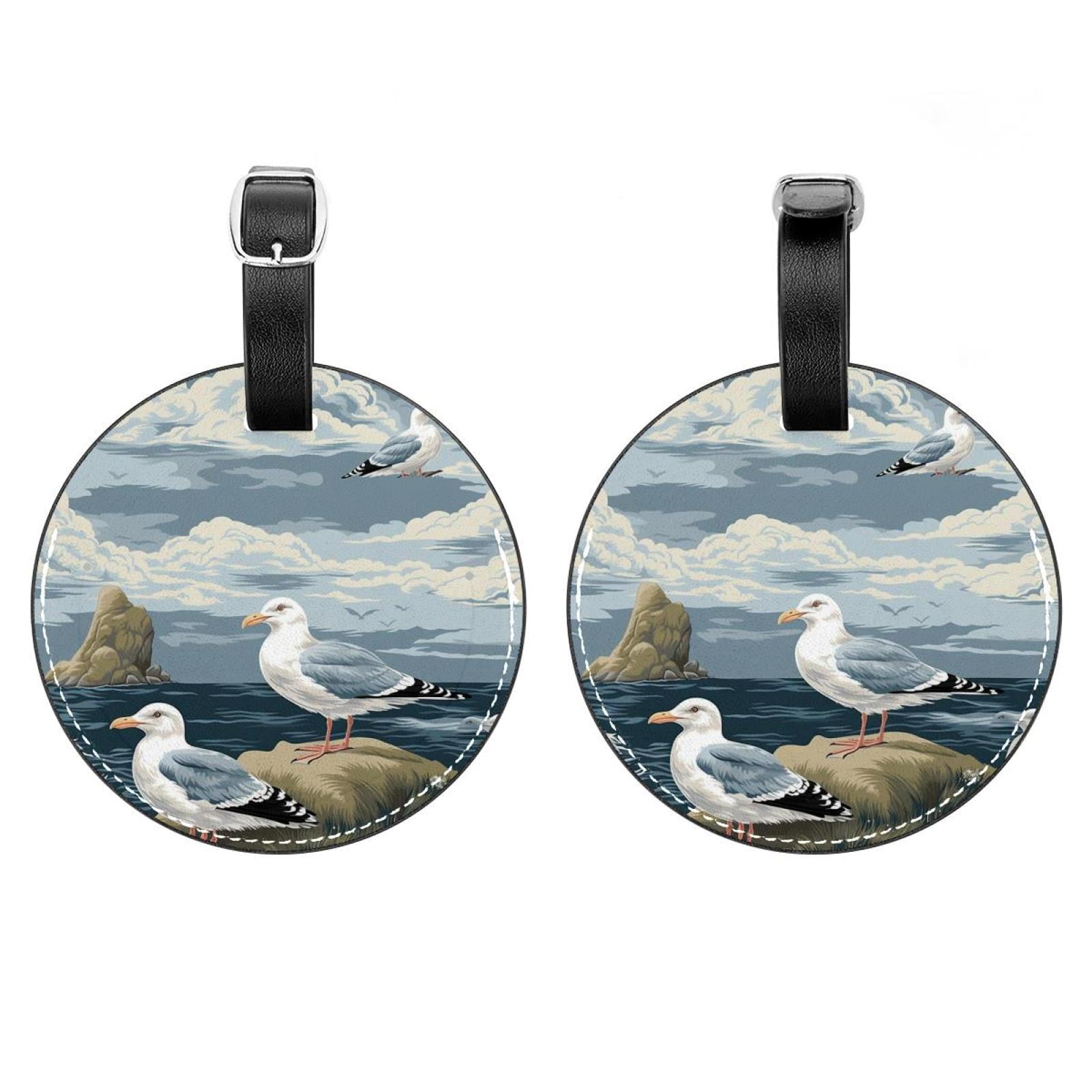 2 Pcs Luggage Tags, Round PU Leather Luggage Tag with Privacy Flap Name ...