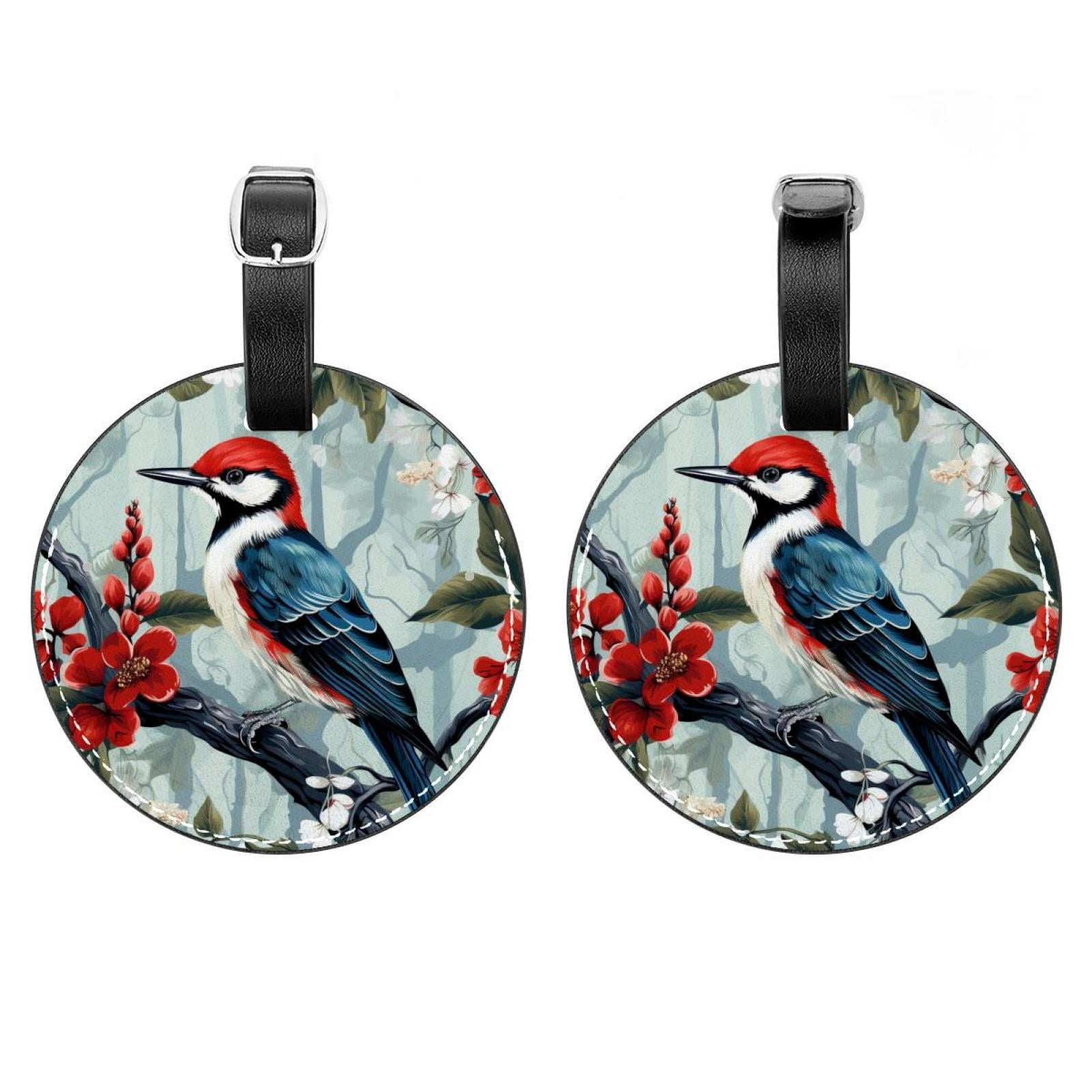 2 Pcs Luggage Tags, Round PU Leather Luggage Tag with Privacy Flap Name ...