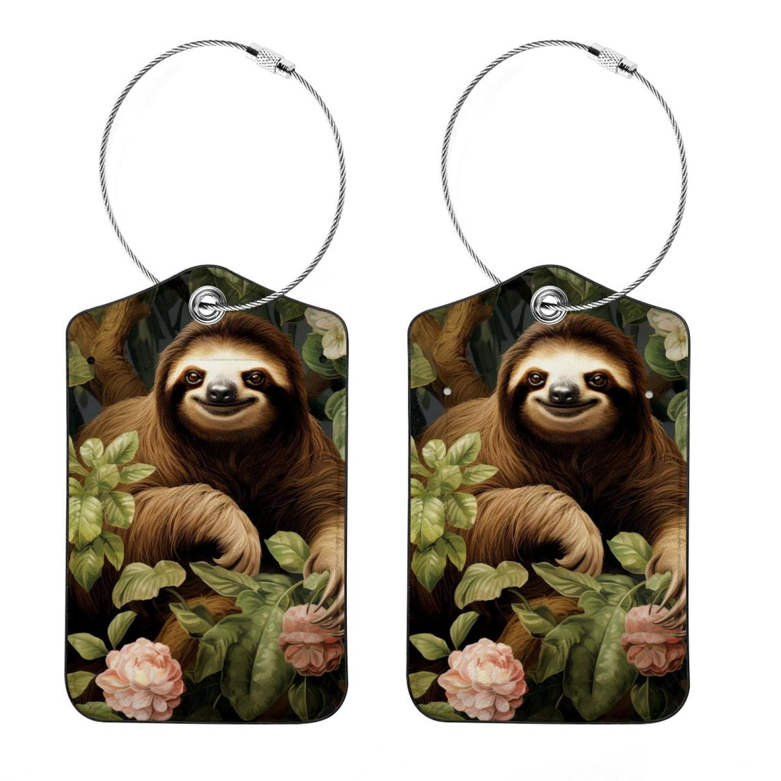 2 Pcs Luggage Tags, Sloths in the Forest, Privacy Cover ID Label with ...
