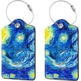 2 Pcs Luggage Tags for Suitcase, Cute Unique PU Leather Travel Bag Tag ...