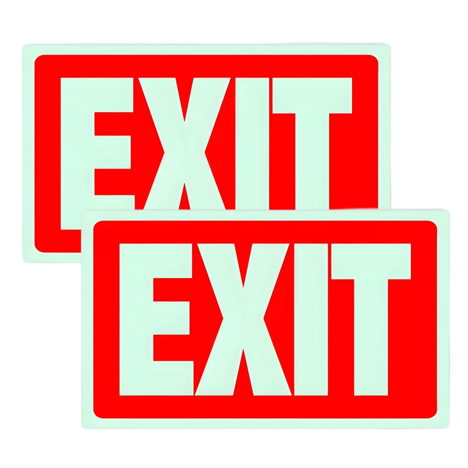 2-Pack Luminous Exit Safety Stickers, Glow-in-the-Dark with Red ...
