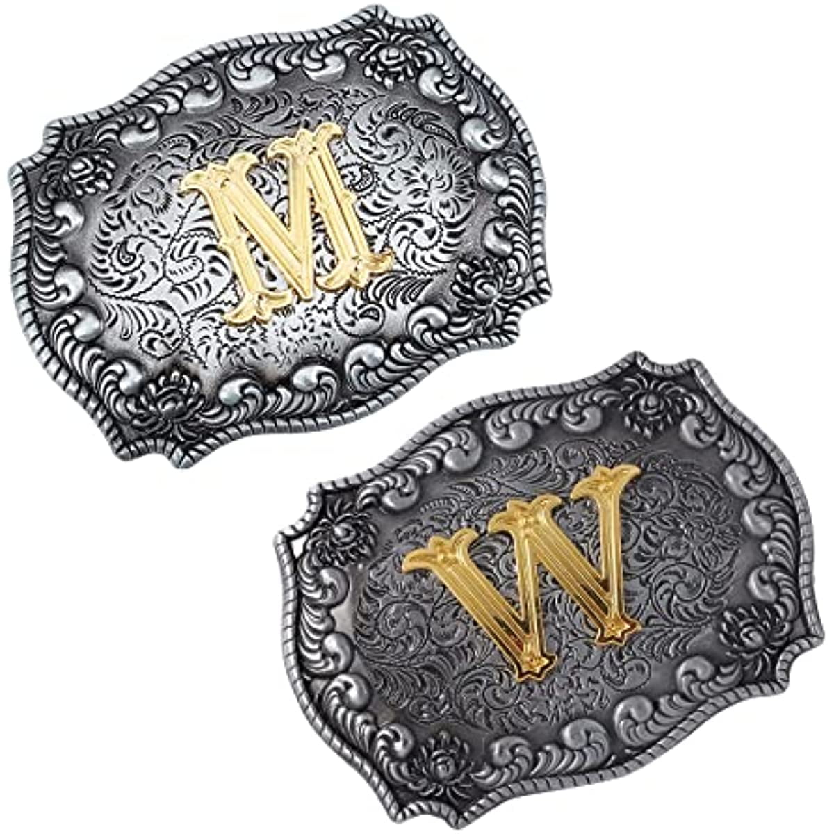 2 Pcs M/W Initial Belt Buckle for Strap Alloy Belt Buckle Replacement ...