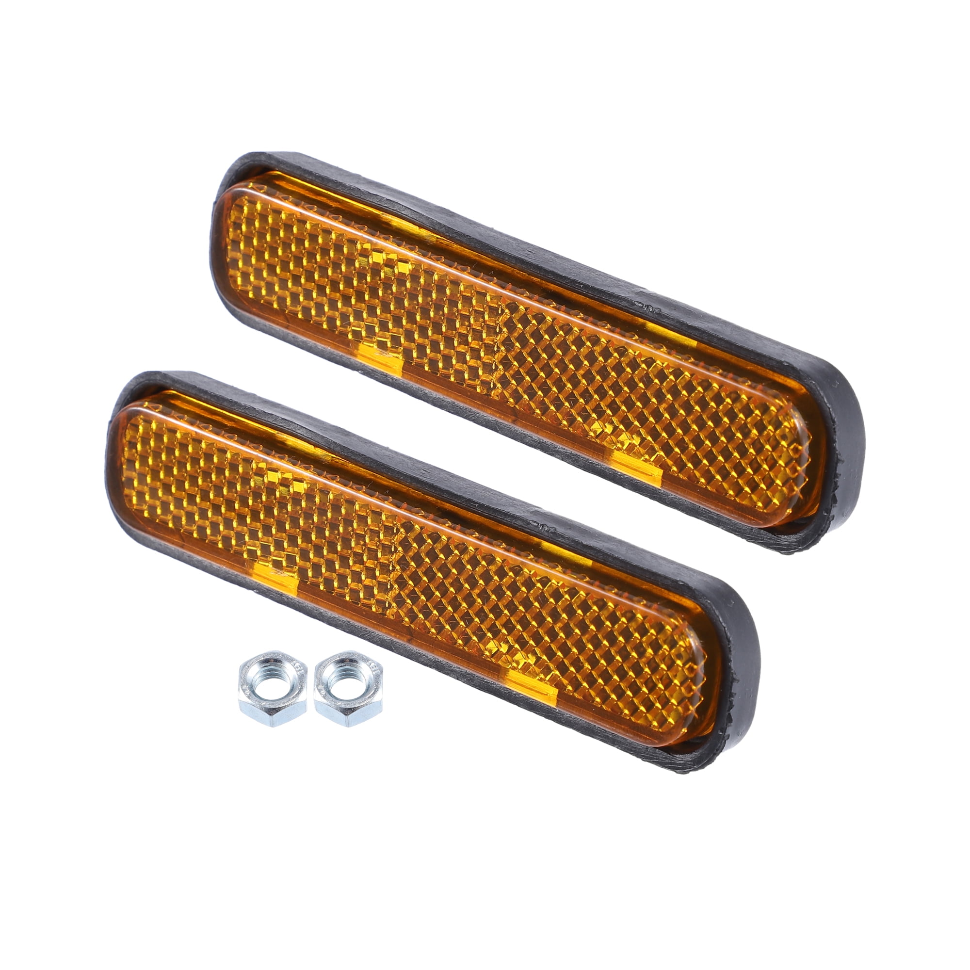 2 Pcs M5x0.8 Orange Universal Rectangular Screw Mount Reflective ...