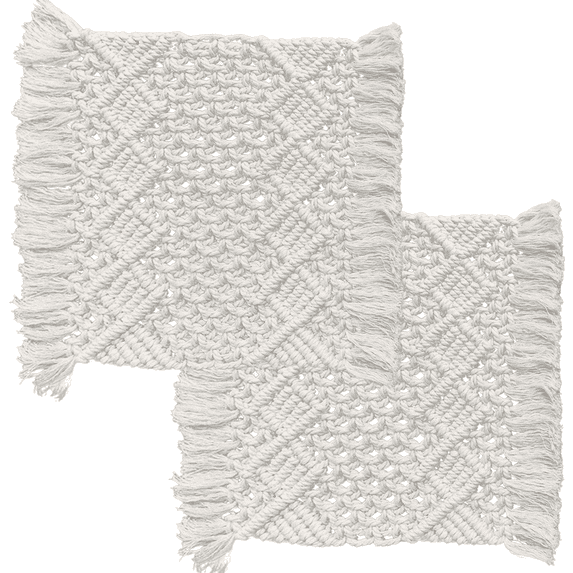 2 Pcs Macrame Placemat, 11.8 x 9.8 in Handmade Cotton Boho Table ...