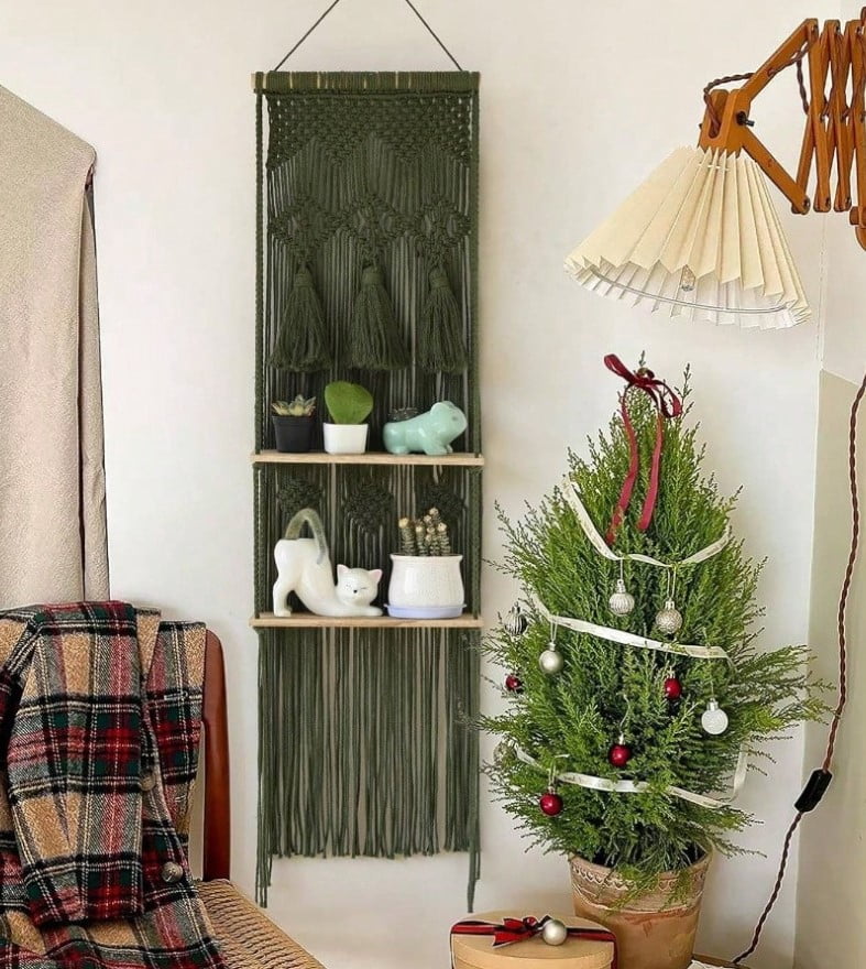 2 Pcs Macrame Wall Hanging Boho Decor 13x51 Inch Handmade Round Tassel ...