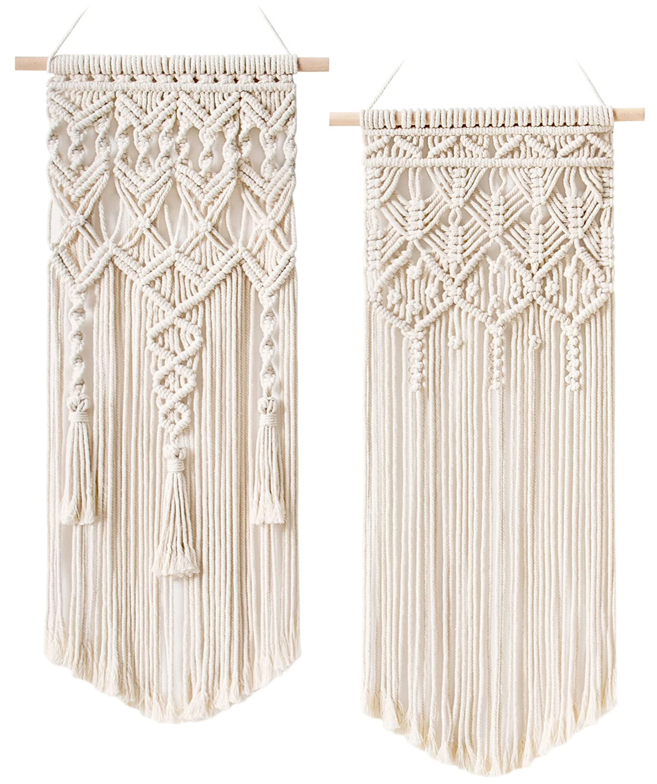 2 Pcs Macrame Woven Wall Hanging Boho Chic Geometric Art Decor ...