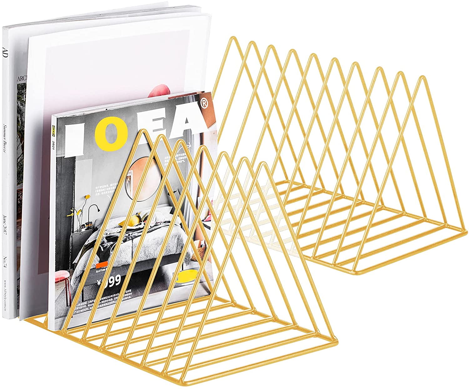 2 Pcs Magazine Holder,Desktop File Sorter Organizer Triangle Bookshelf ...