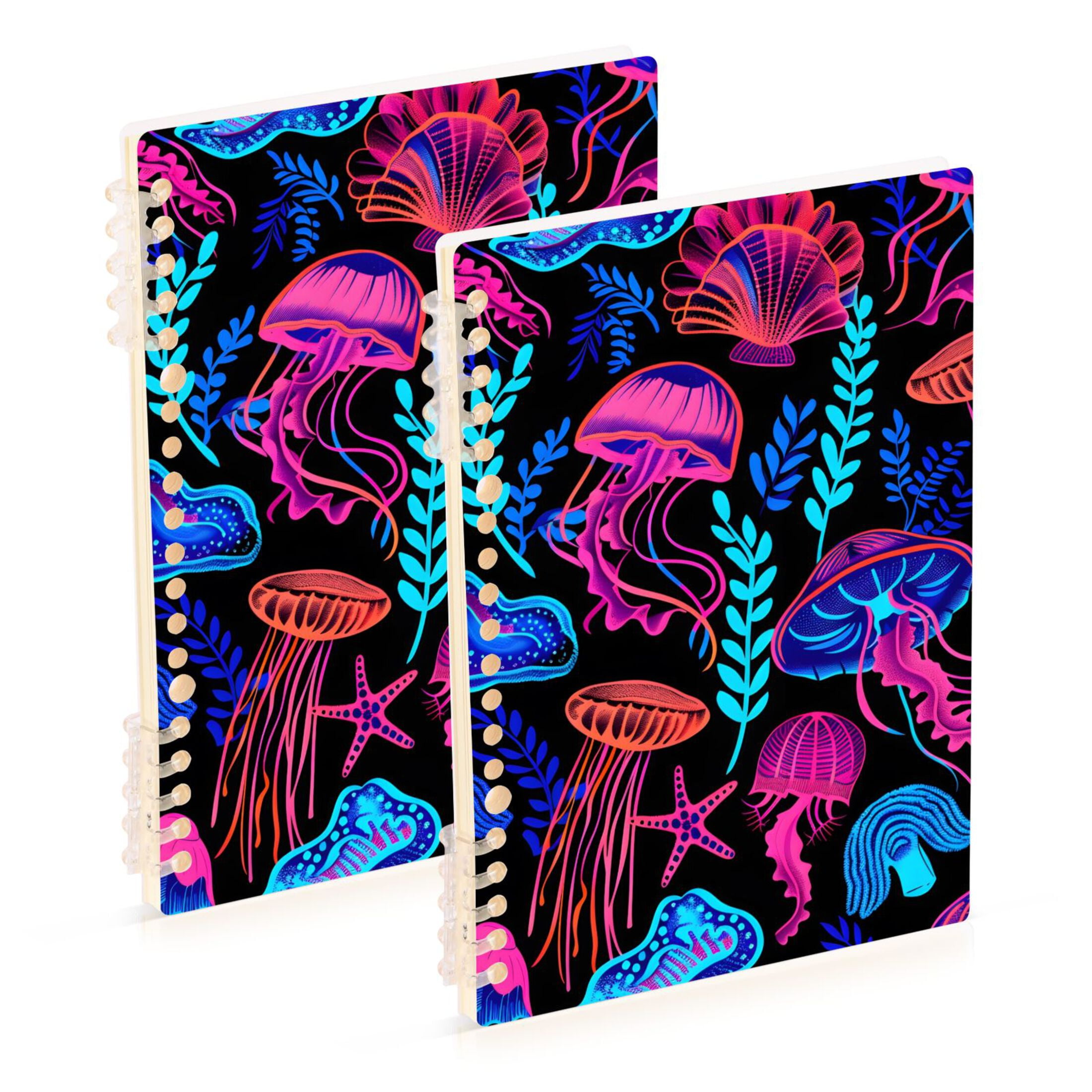 2 Pcs Magic Jellyfish and Starfish Spiral Notebooks 60 Sheets 120 Pages ...