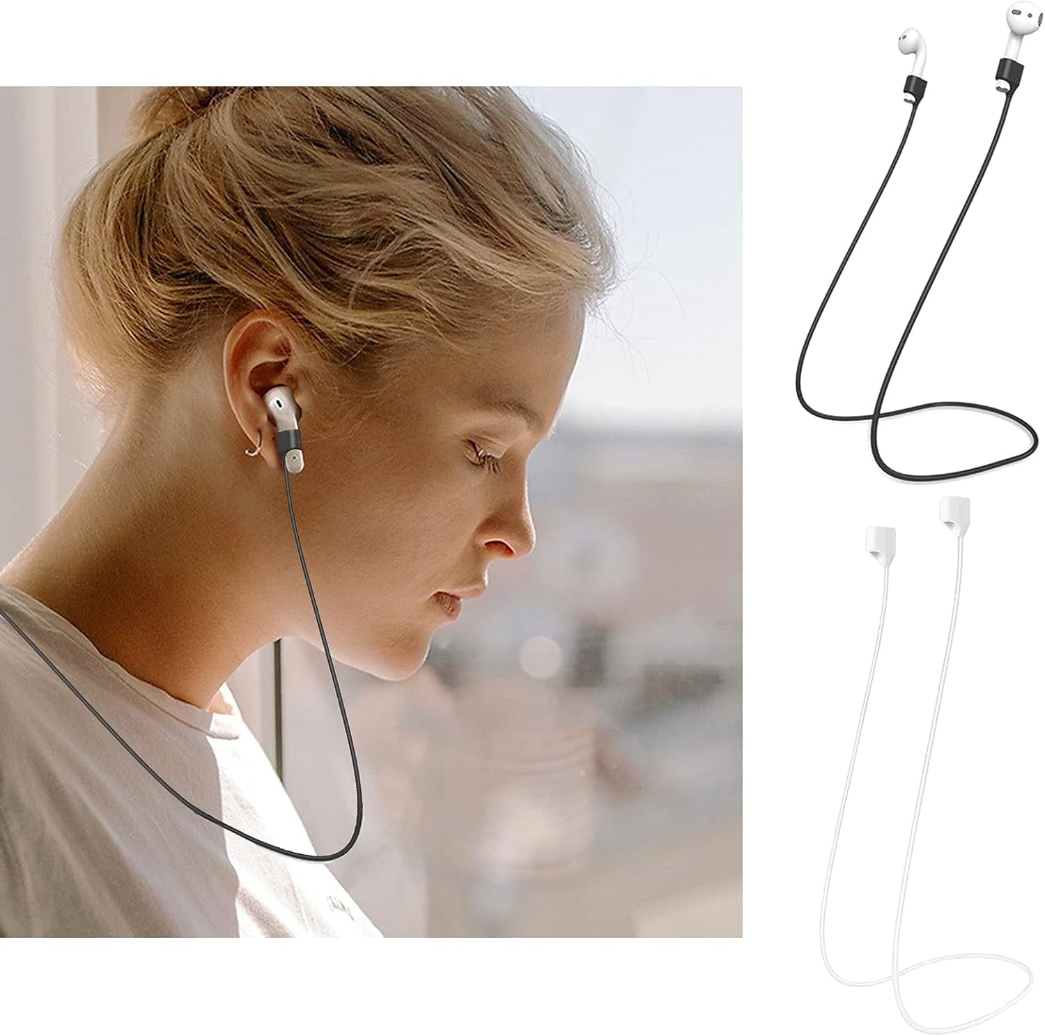 2 Pcs Magnetic Anti-Lost Straps Sport Earbud Lanyard Strap Soft ...