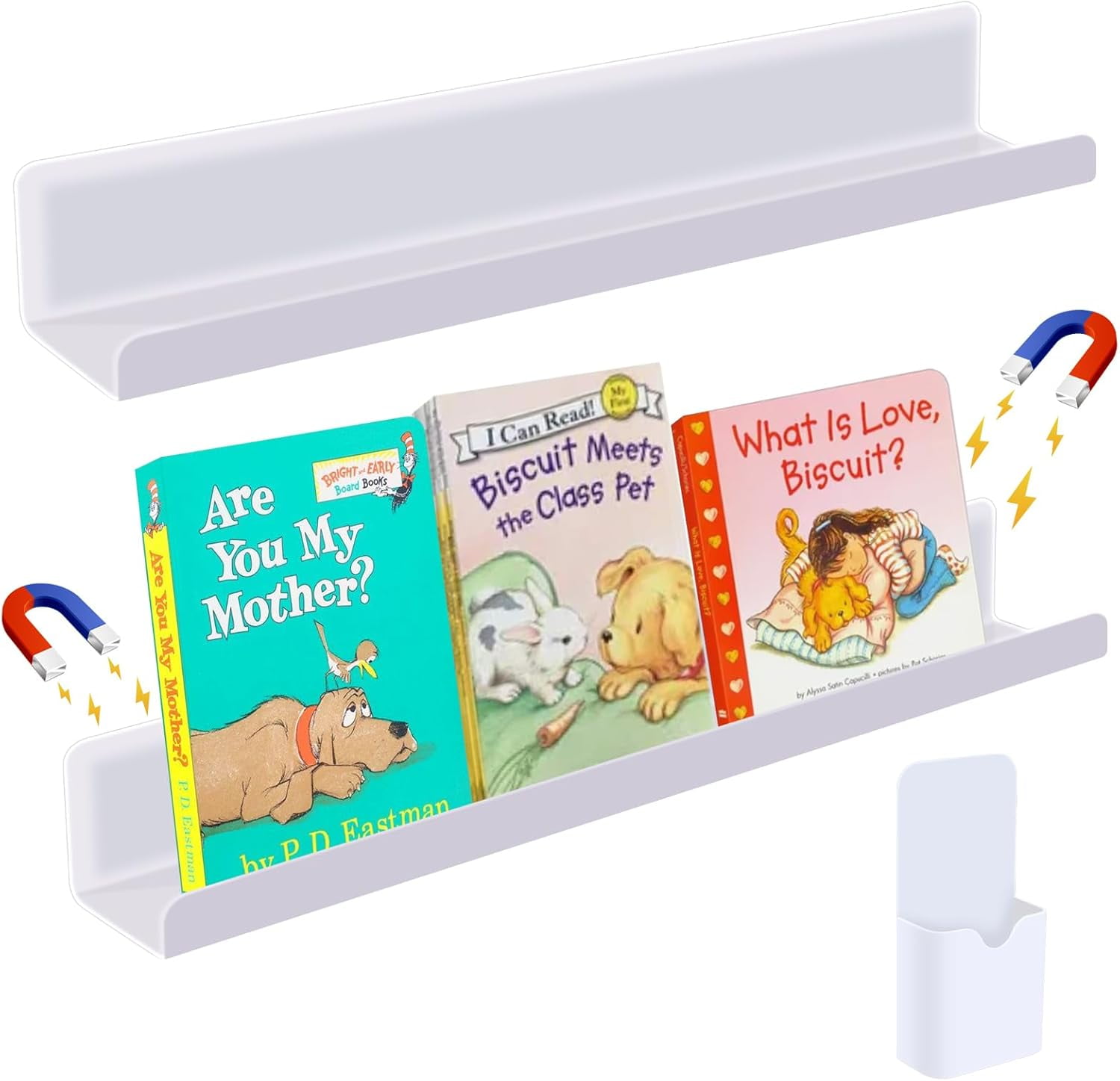 2 Pcs Magnetic Book Shelf for Whiteboard, Magnetic Book Holder Display ...