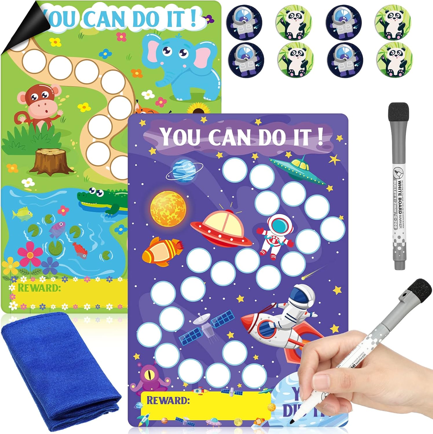 2 Pcs Magnetic Dry Erase Reward Chart for Kids Good Behavior Chart for ...