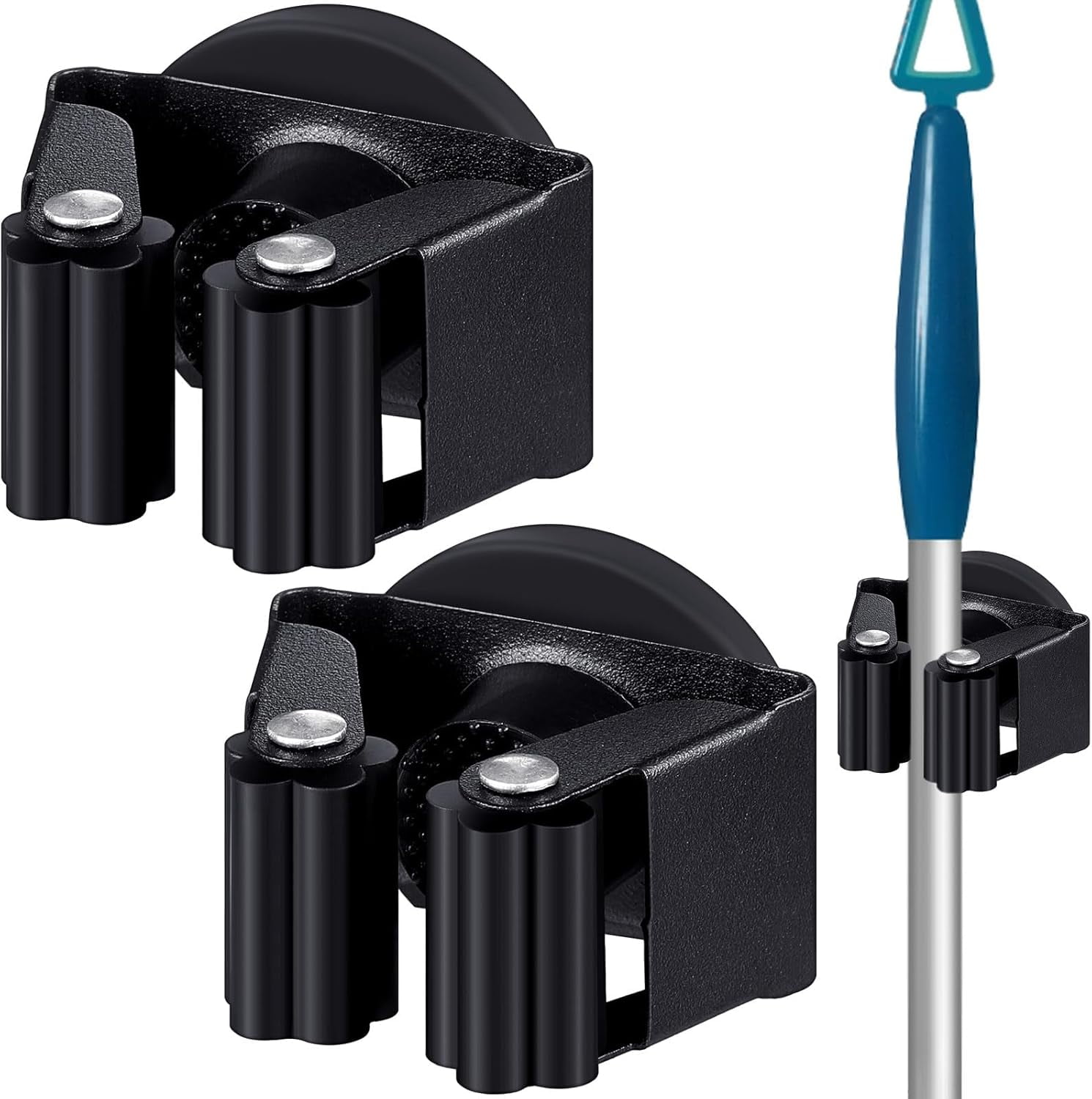2 Pcs Magnetic Mop Broom Holder Movable Rack, Anti Slip Wall Mounted ...