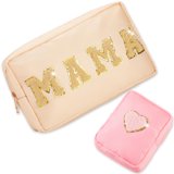 2 Pcs Mama Gifts Preppy Makeup Bag Mama Chenille Letter Bag Nylon ...