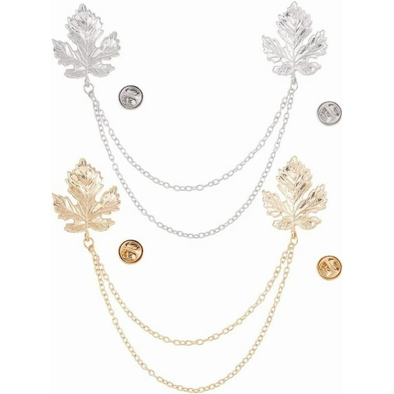 2 Pcs Maple Leaf Brooch Lapel Pins Mixed Color Alloy Brooch Pin Hanging ...