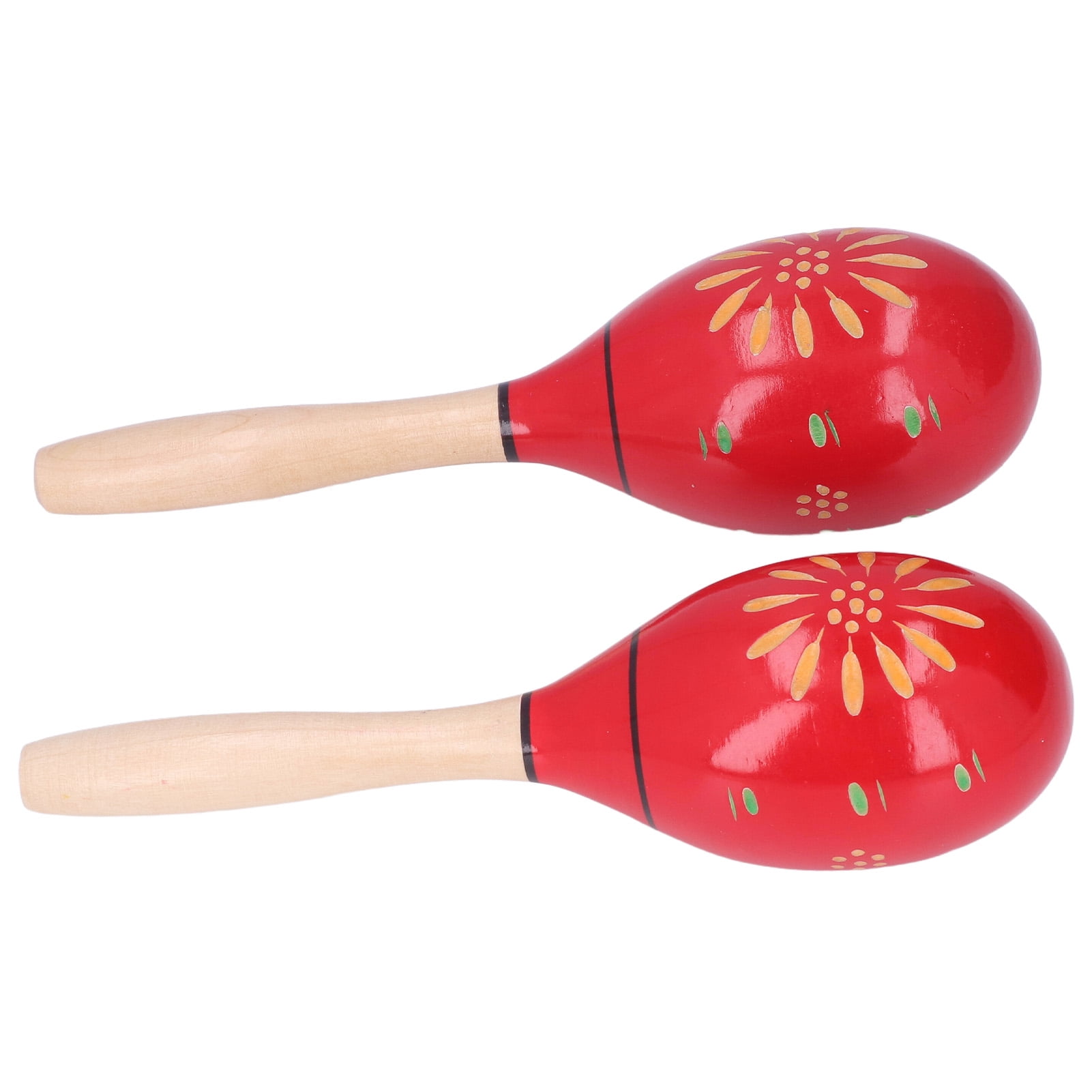 2 Pcs Maracas Red Carved Wooden Sand Ball Percussion Instrument Early ...