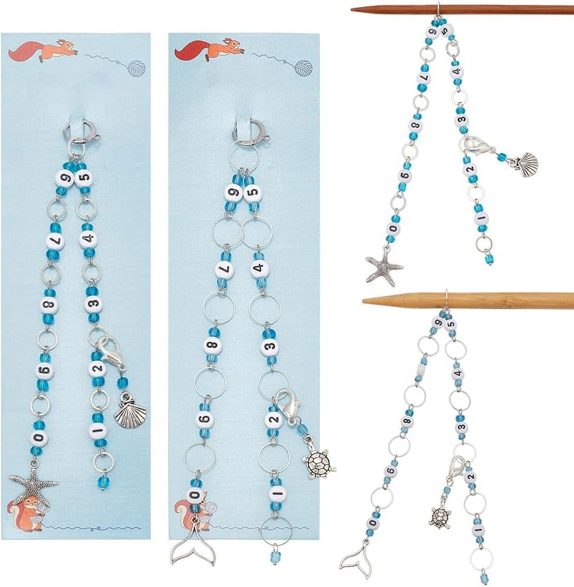 2 Pcs Marine Life Knitting Row Counter Chains 0-9 Chain Row Counter ...