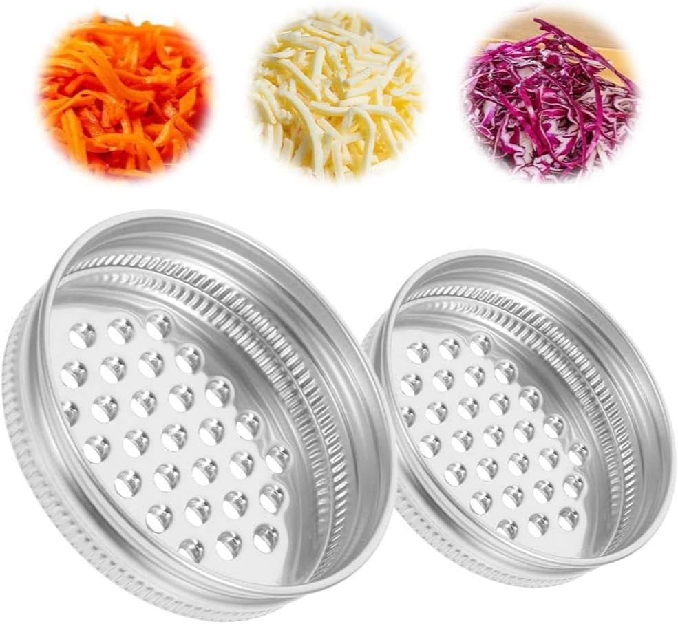 2 Pcs Mason Jar Grater Lid - Multipurpose Cheese Grater for Wide and ...