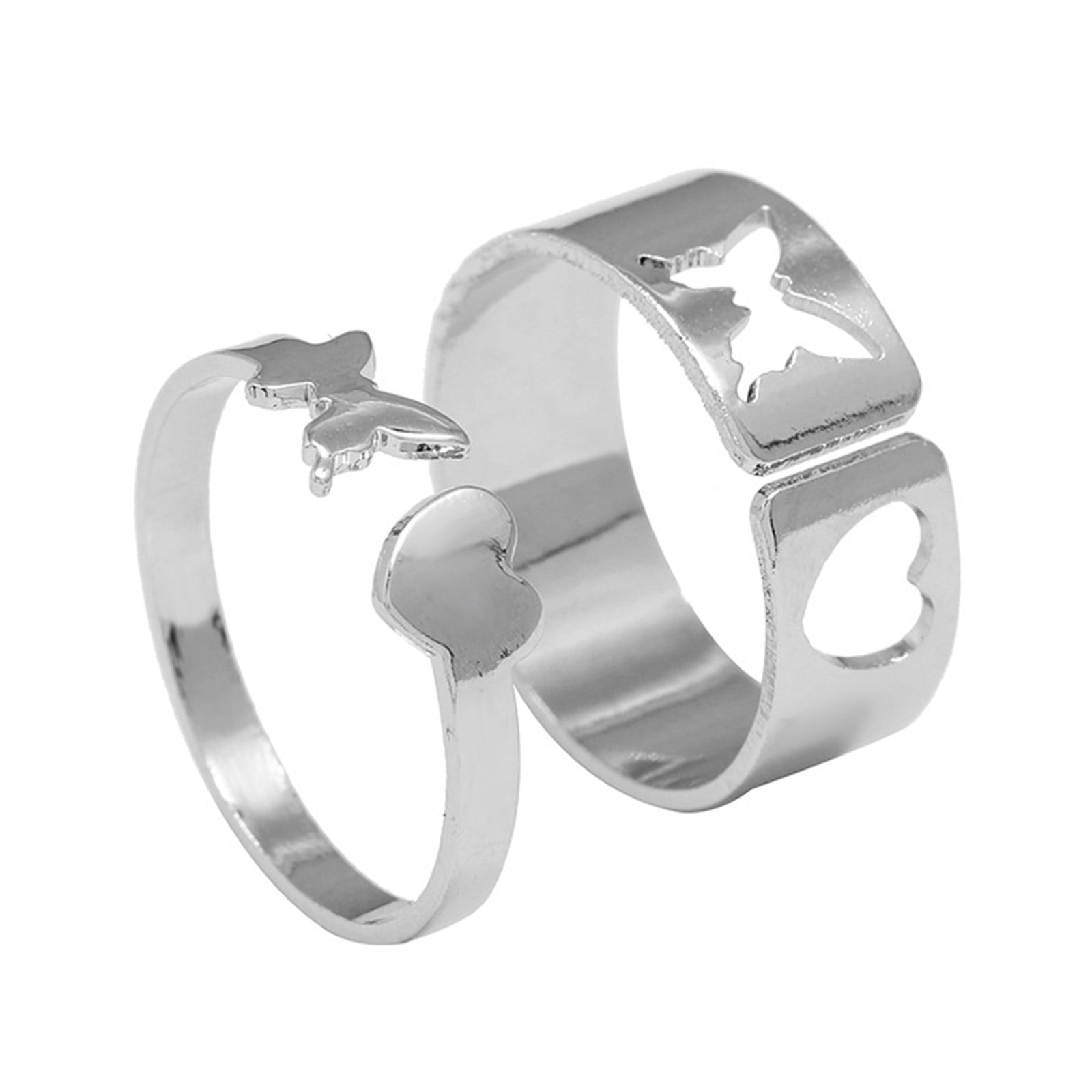 2 Pcs Matching for Butterfly Heart Rings Matching for Butterfly Heart ...
