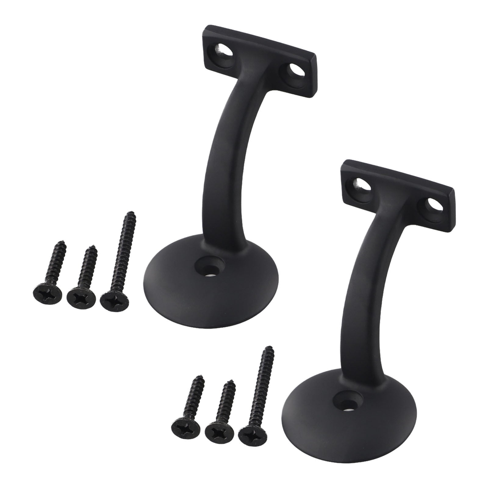 2 Pcs Matte Black Handrail Stair Brackets Zinc Alloy Heavy Duty Stair ...