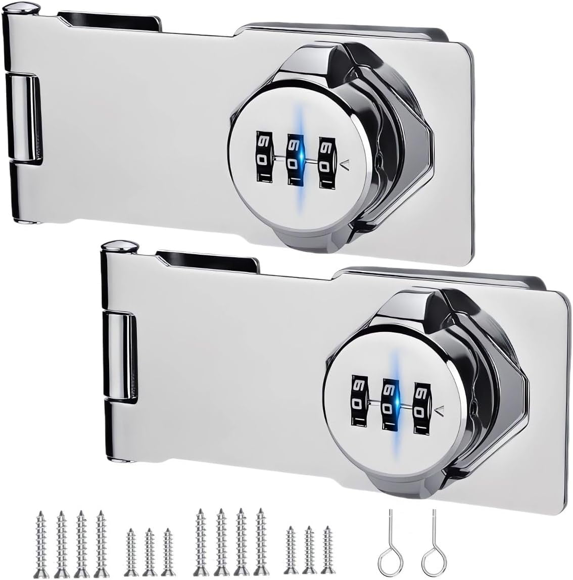 2 Pcs Mechanical Password Rotary Hasp Locks, Trianu 4.5 inch Door ...