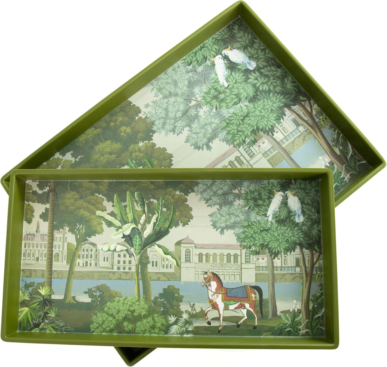 2 Pcs Melamine Decorative Serving Tray,Ottoman Rectangular Tray for ...