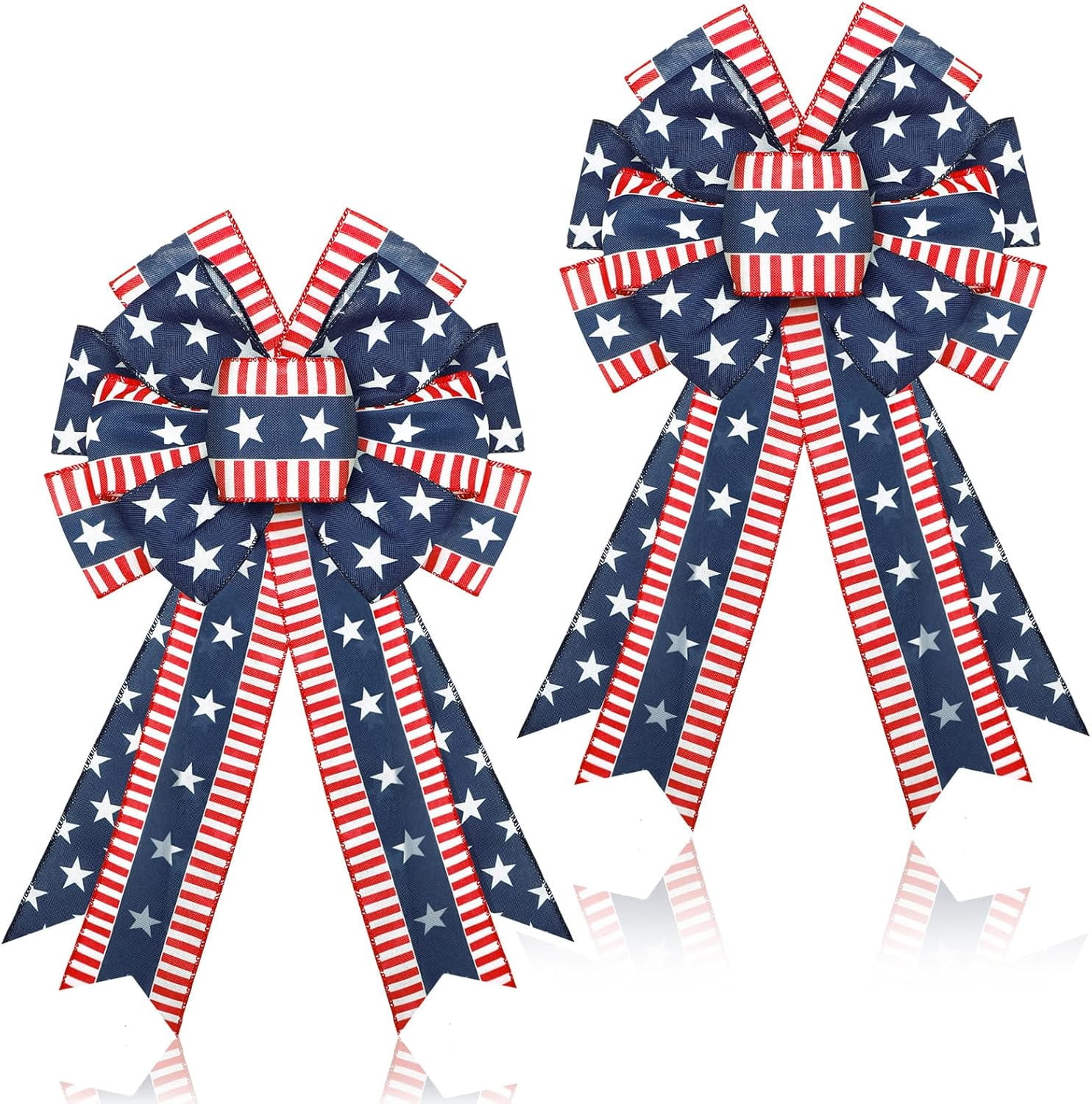2 Pcs Memorial Day Patriotic Bows Red White Blue 4th of July Decor ...