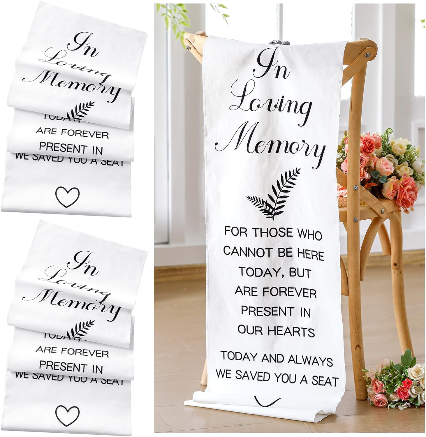 2 Pcs Memorial Wedding Chair Sign for Ceremony Wedding Memorial Sign 14 ...