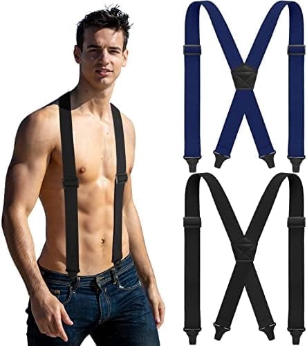 2 Pcs Men Hidden Suspenders Under Clothing 1.5 Inch Wide x Back Plastic ...