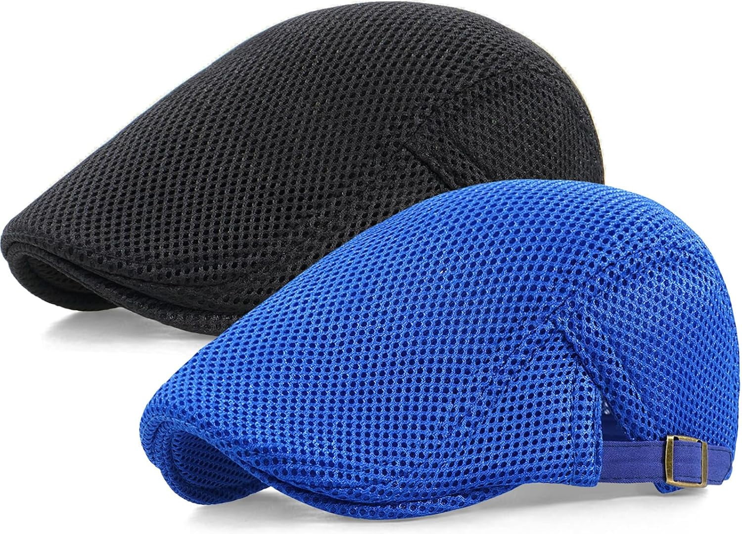 2 Pcs Men's Mesh Cap Breathable Summer Newsboy Hat Adjustable Beret Ivy ...