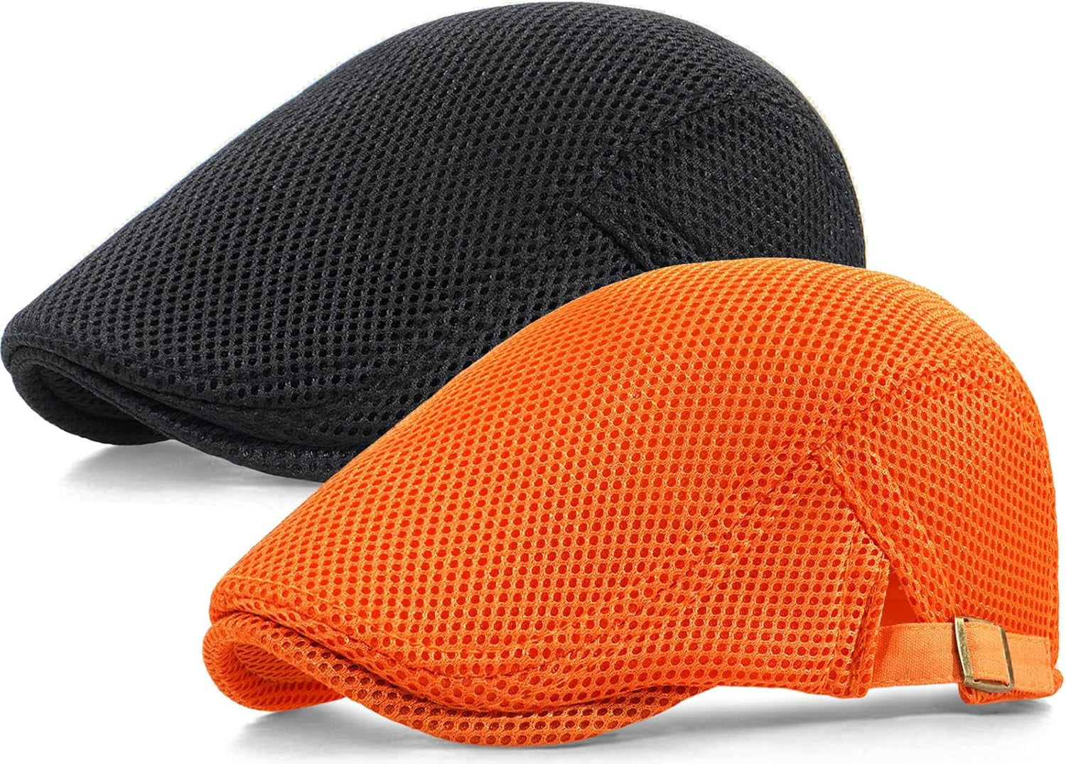 2 Pcs Men's Mesh Cap Breathable Summer Newsboy Hat Adjustable Beret Ivy ...