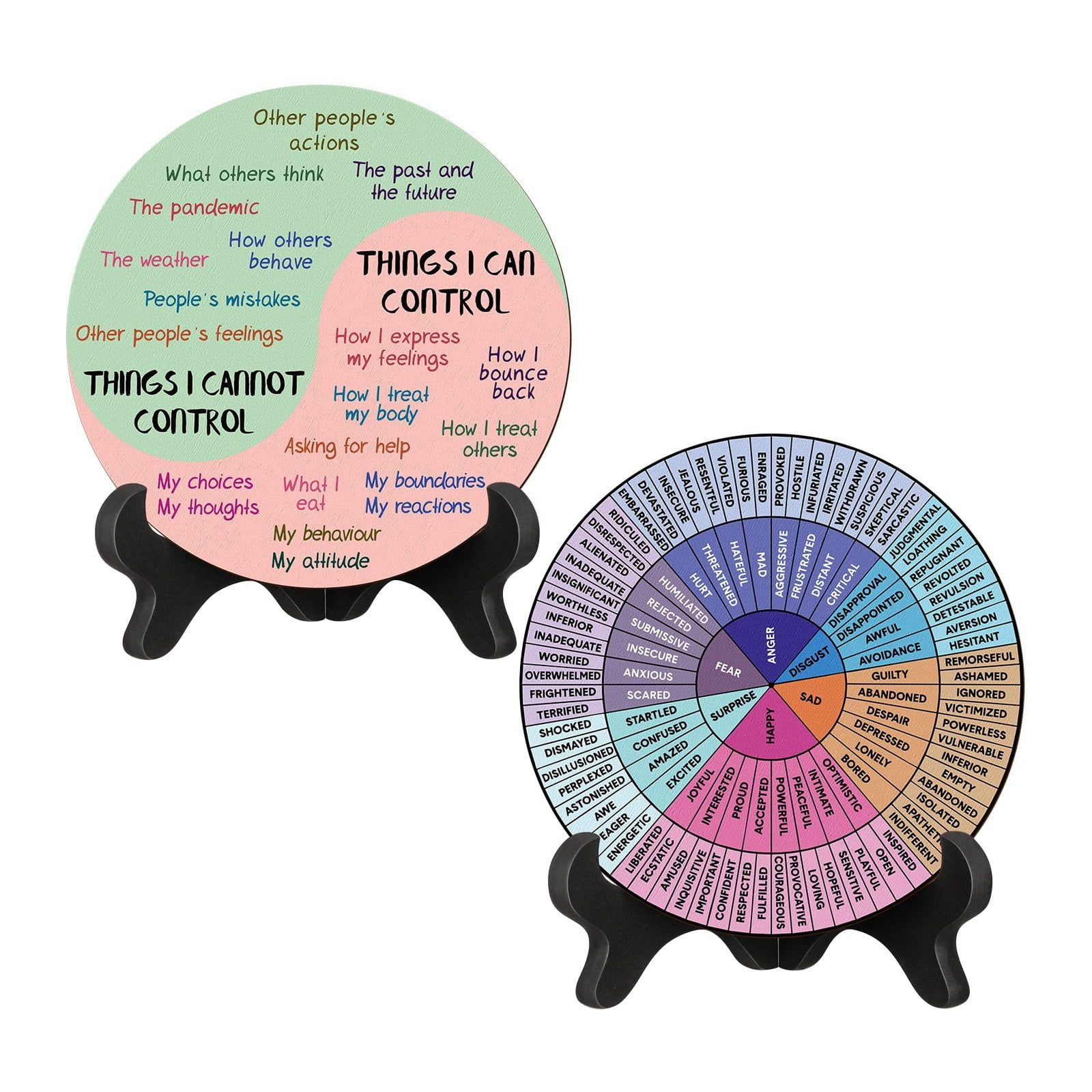 2 Pcs Mental Health Feeling Wheel, Emotional Wheel Desk Decor With ...