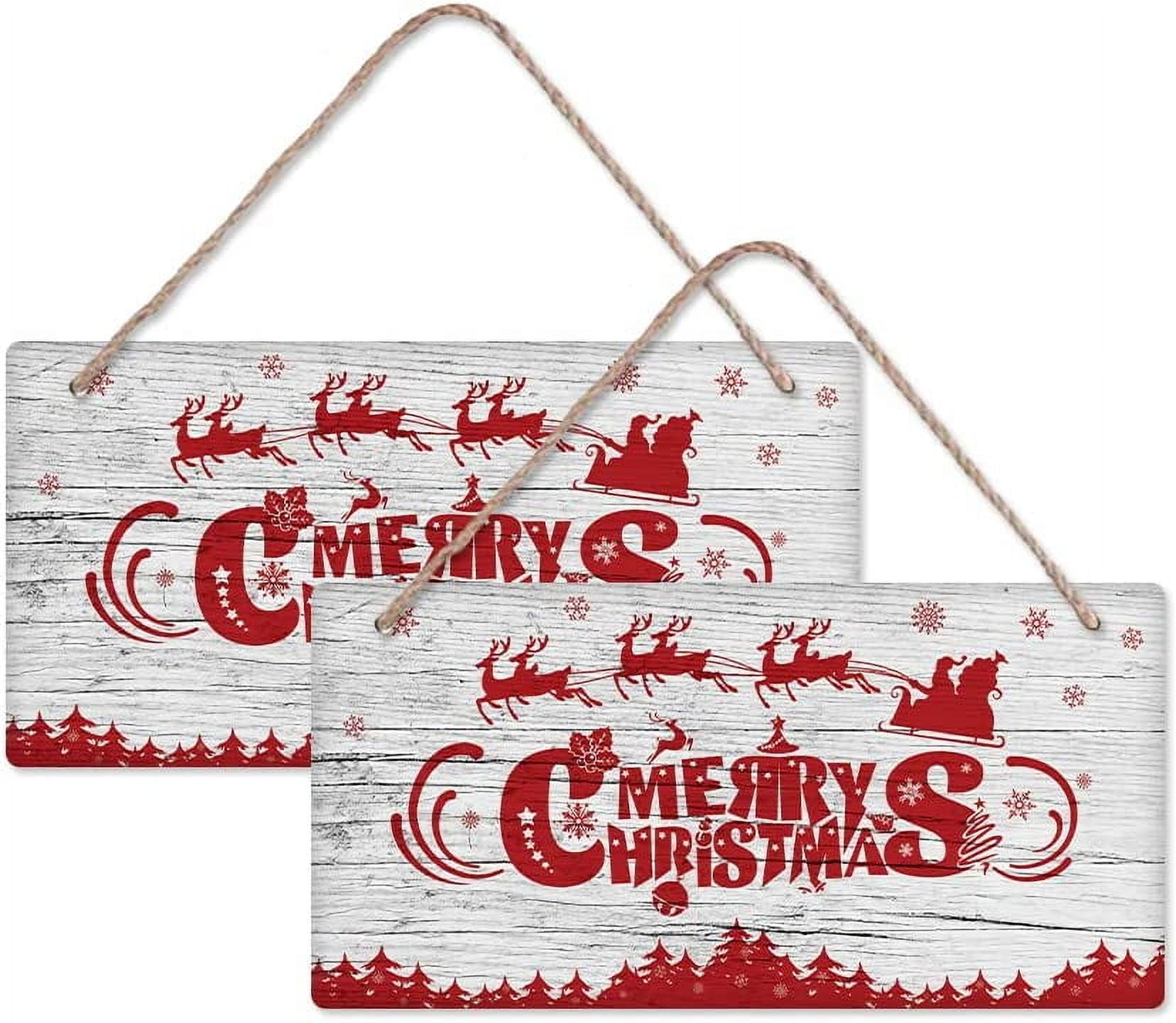 2 Pcs Merry Christmas Gingerbread Man Wood Hanging Sign Rustic Natural ...