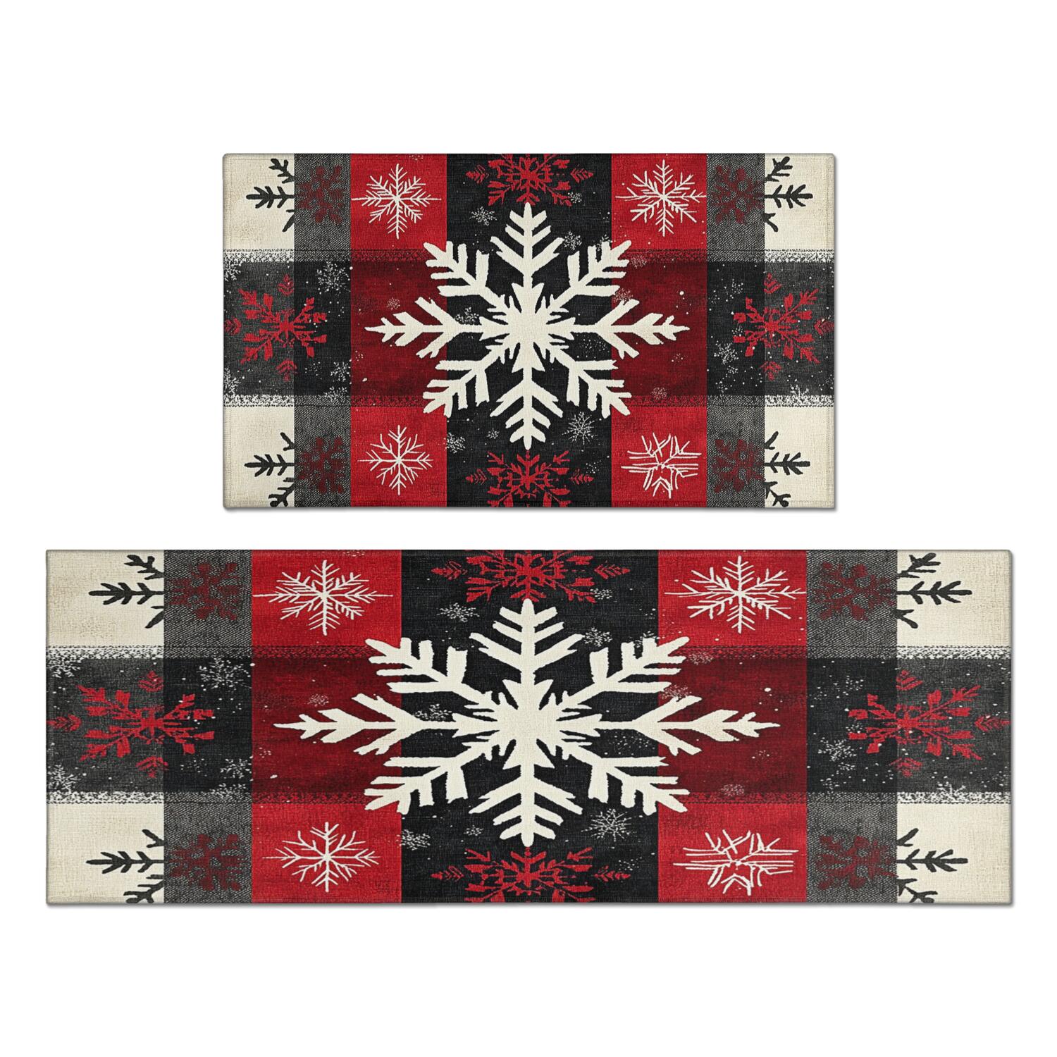 2 Pcs Merry Christmas Kitchen Rugs and Mats Set of 2 Gingerbread Man ...