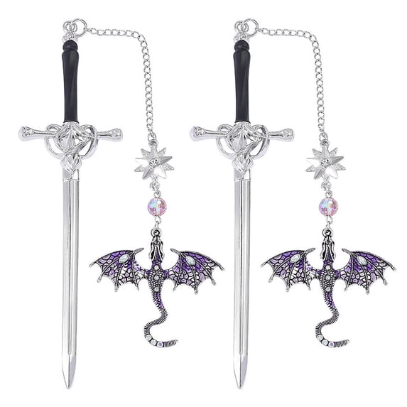 2 Pcs Metal Bookmarks Dragon Swords Book Markers Fantasy Bookmarks Page ...