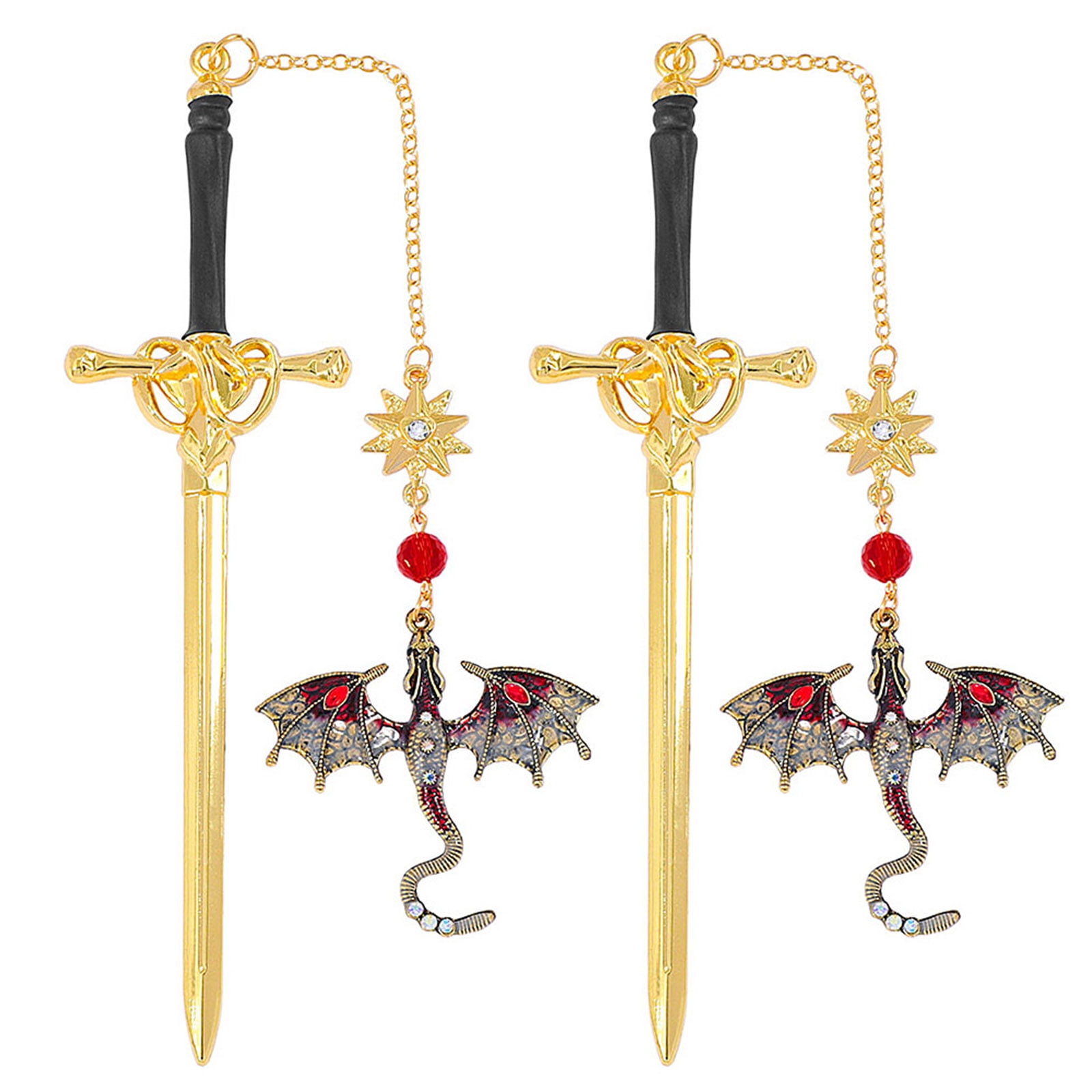 2 Pcs Metal Bookmarks Dragon Swords Book Markers Fantasy Bookmarks Page ...
