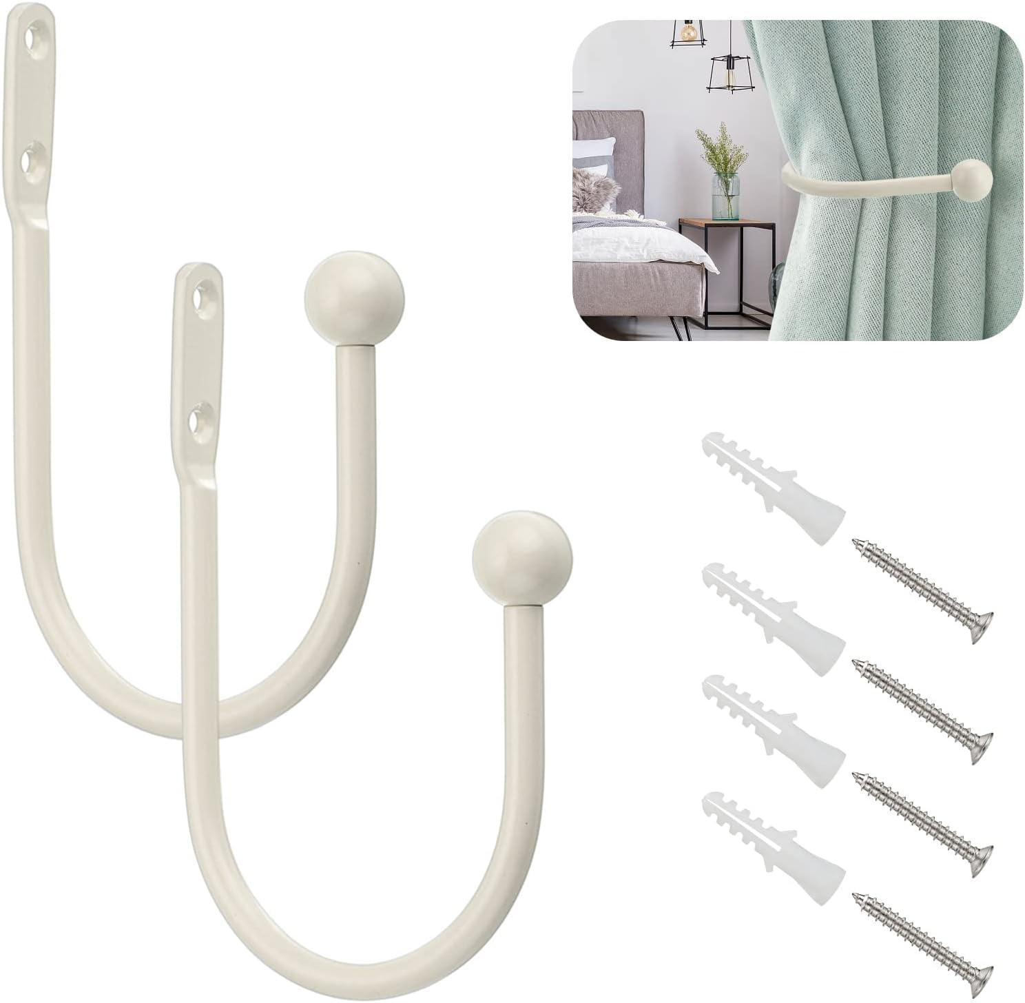 2 Pcs Metal Curtain Holdbacks - Decorative Wall Mounted Drapery ...